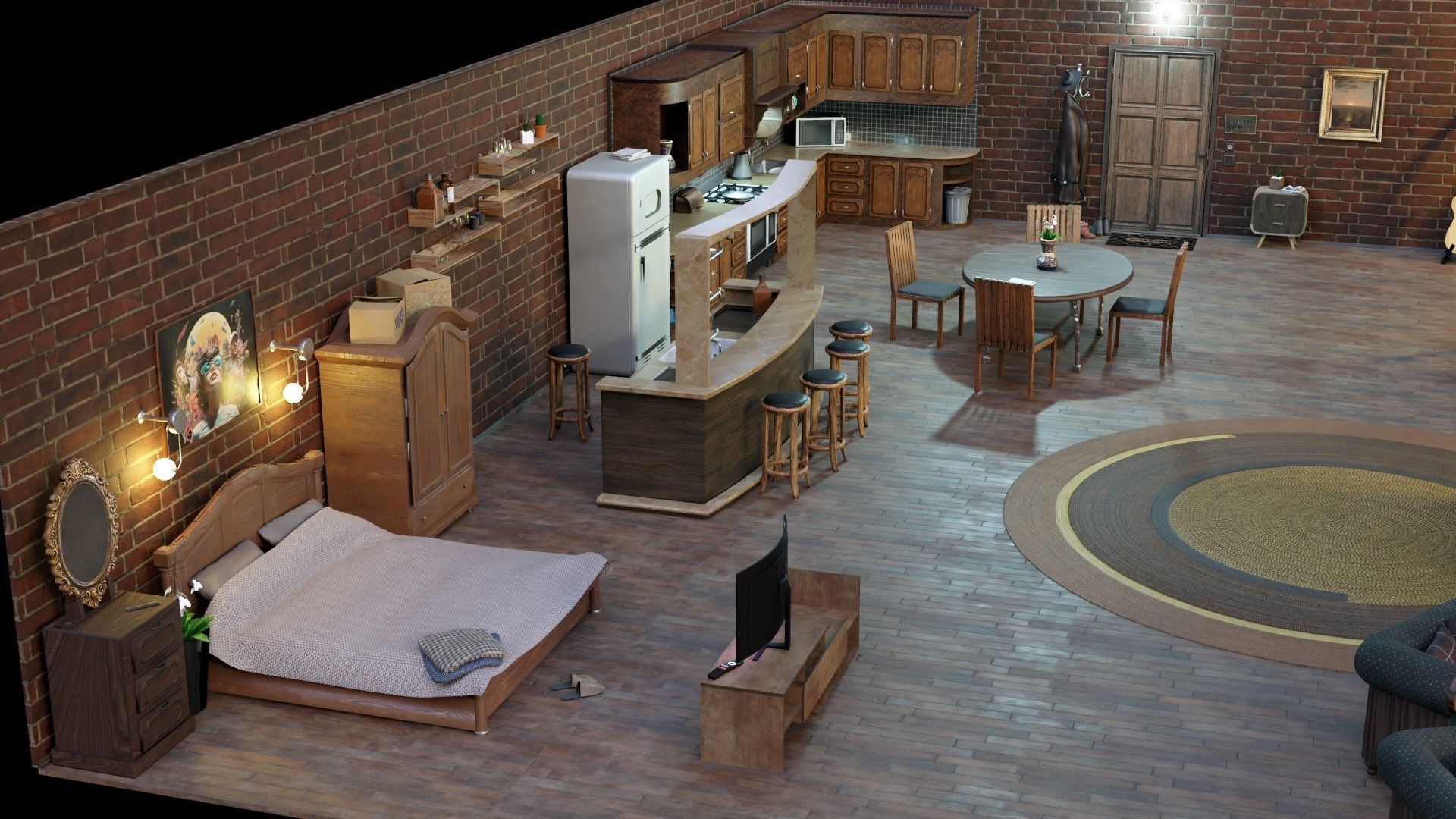 Modular apartment scene interior 3D model | CGTrader