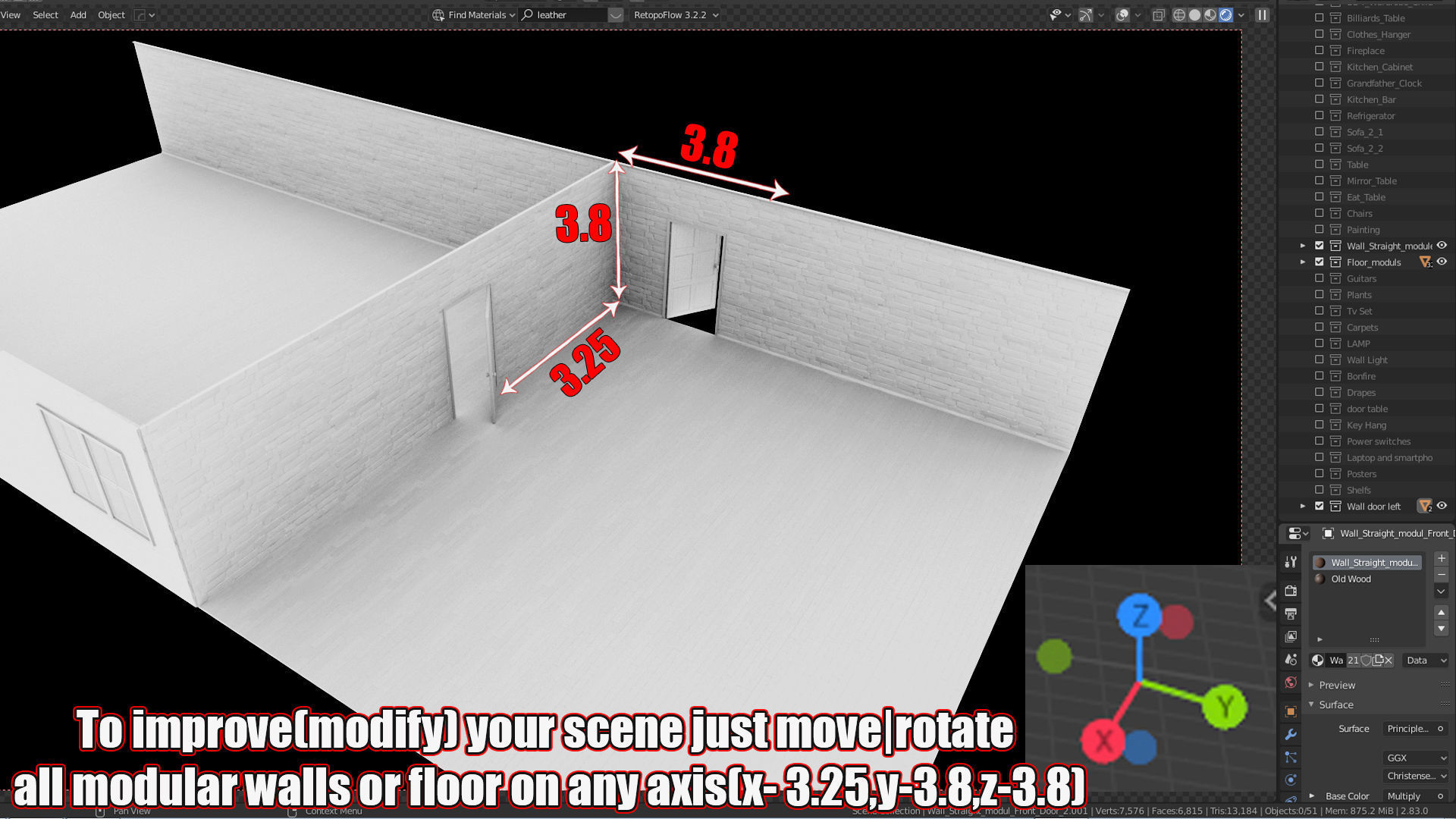 Modular apartment scene interior 3D model | CGTrader