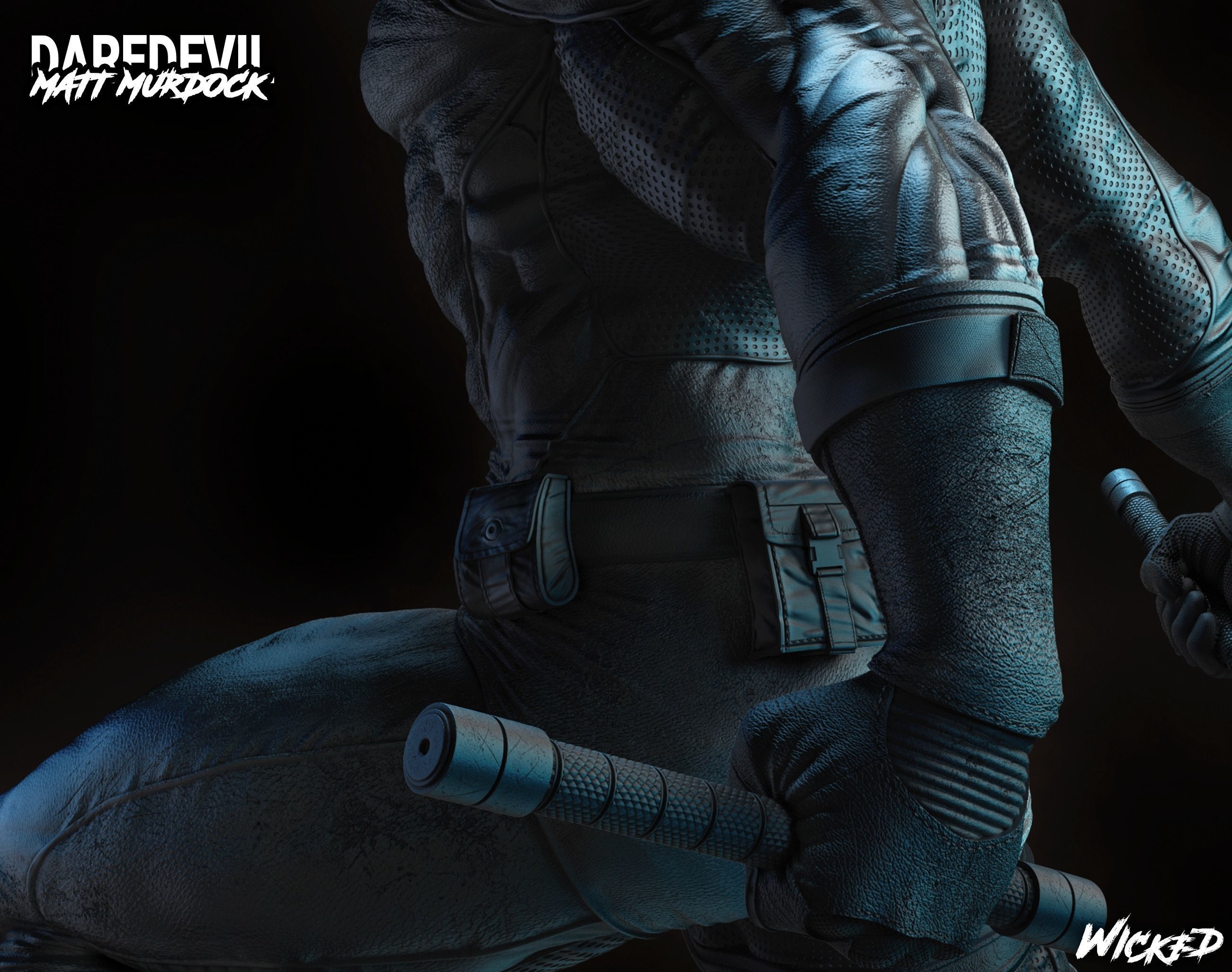 Wicked Marvel Daredevil Sculpture ready for 3d printing 3D model 3D ...
