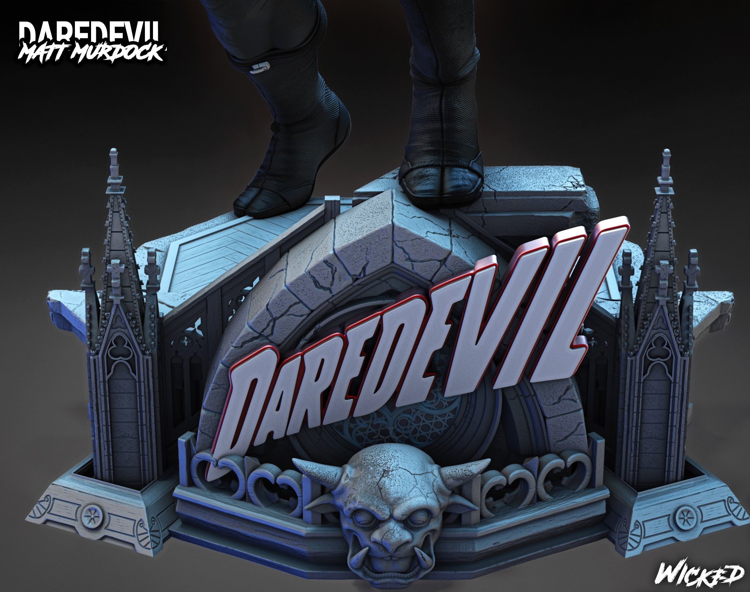 Wicked Marvel Daredevil Sculpture ready for 3d printing 3D model 3D ...