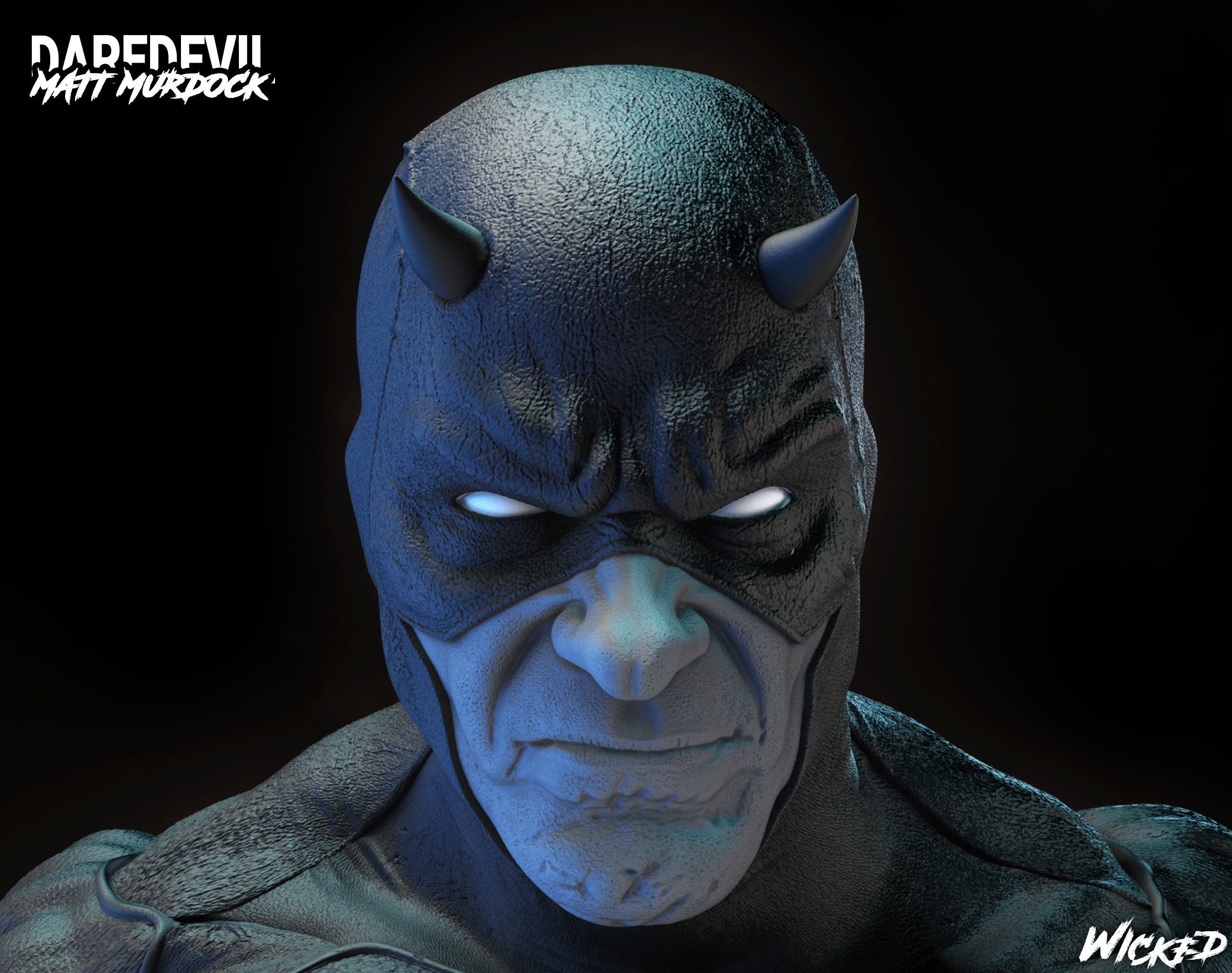 Wicked Marvel Daredevil Sculpture ready for 3d printing 3D model 3D ...