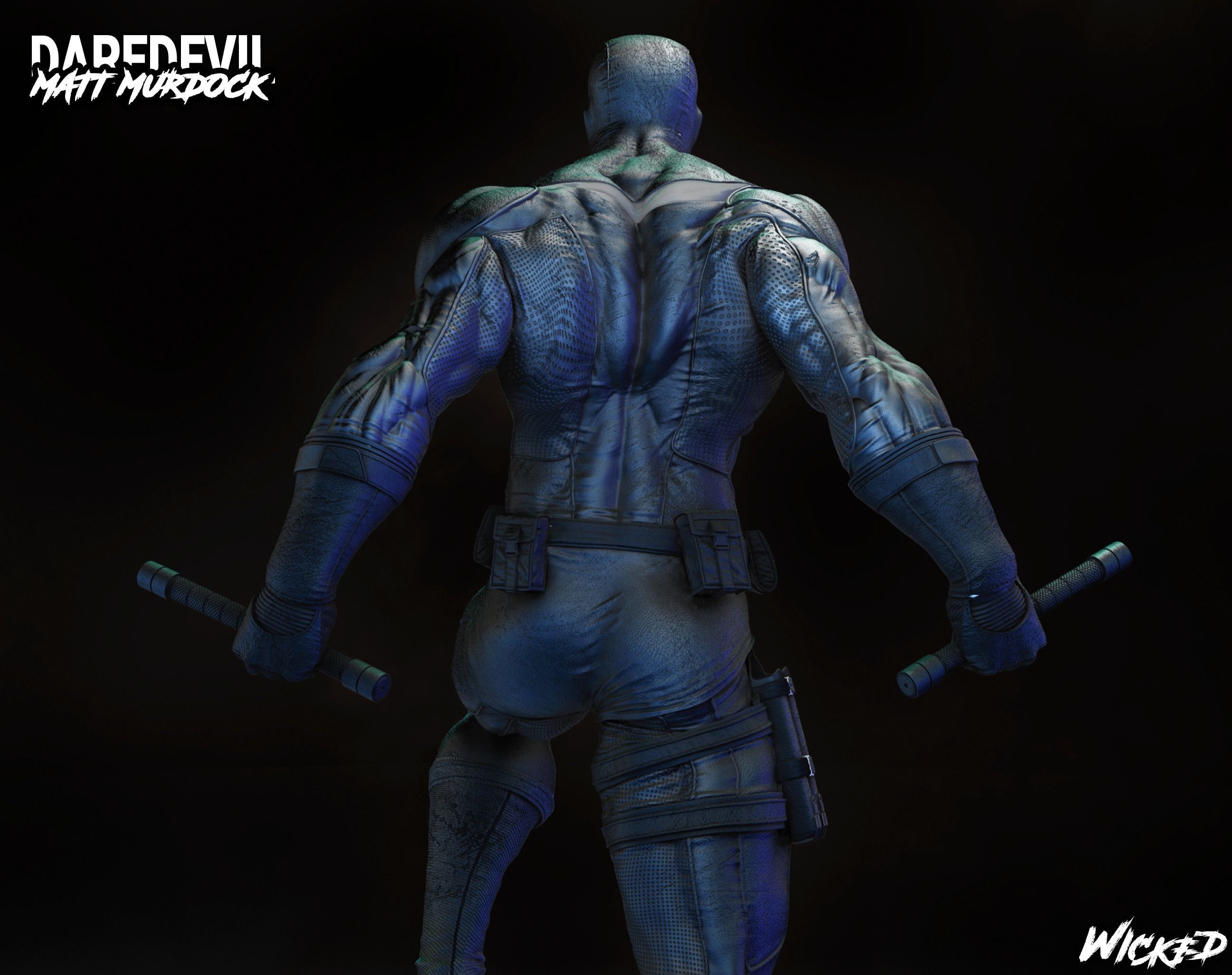 Wicked Marvel Daredevil Sculpture ready for 3d printing 3D model 3D ...