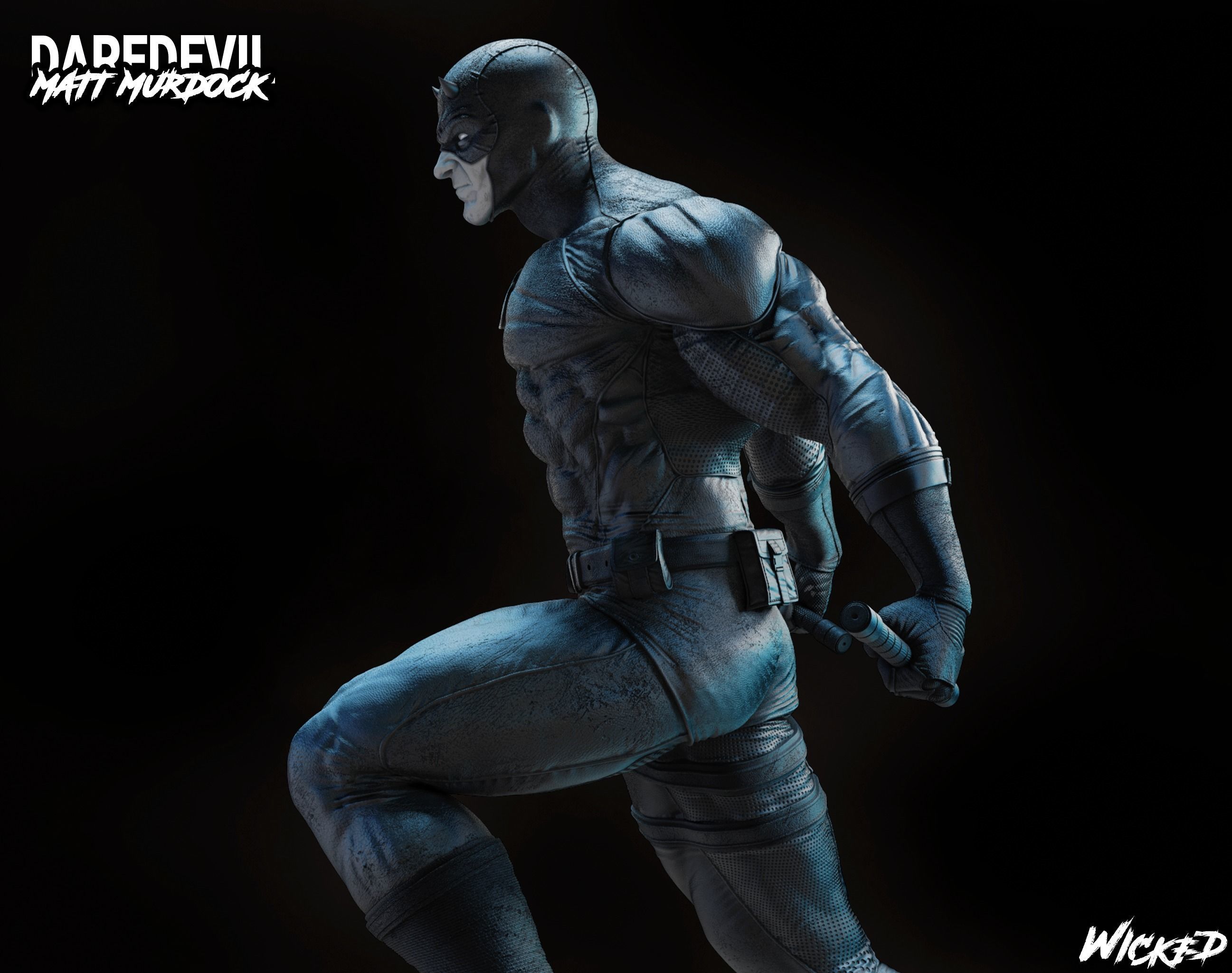 Wicked Marvel Daredevil Sculpture ready for 3d printing 3D model 3D ...
