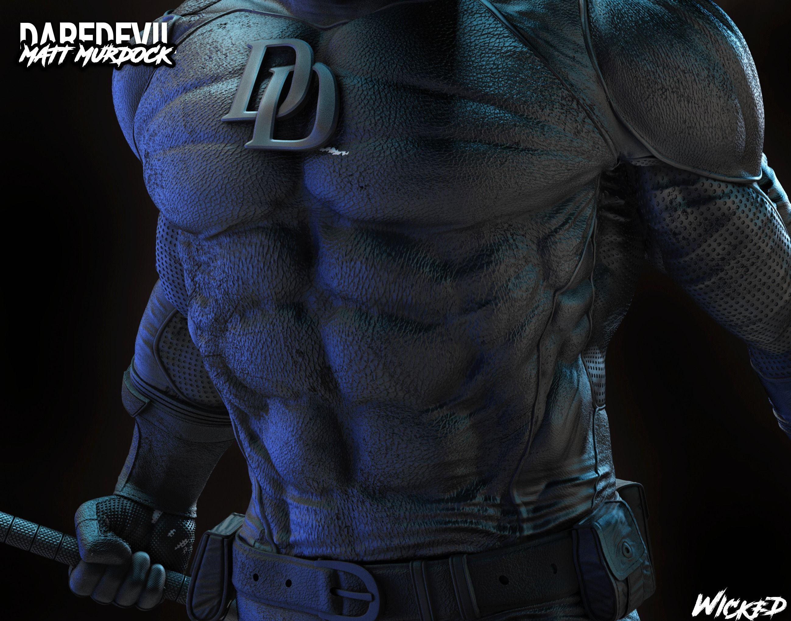 Wicked Marvel Daredevil Sculpture ready for 3d printing 3D model 3D ...