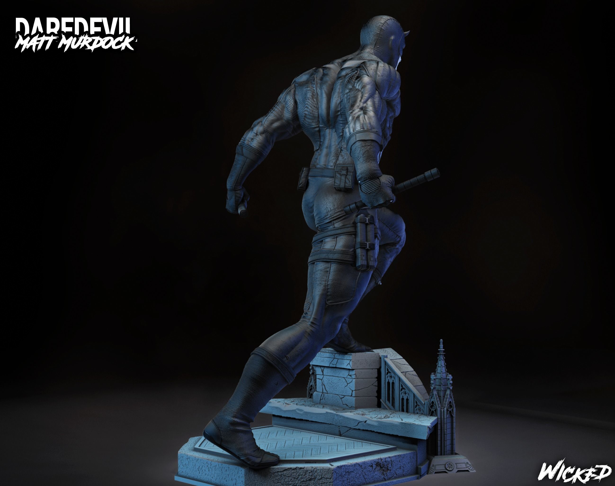 Wicked Marvel Daredevil Sculpture ready for 3d printing 3D model 3D ...