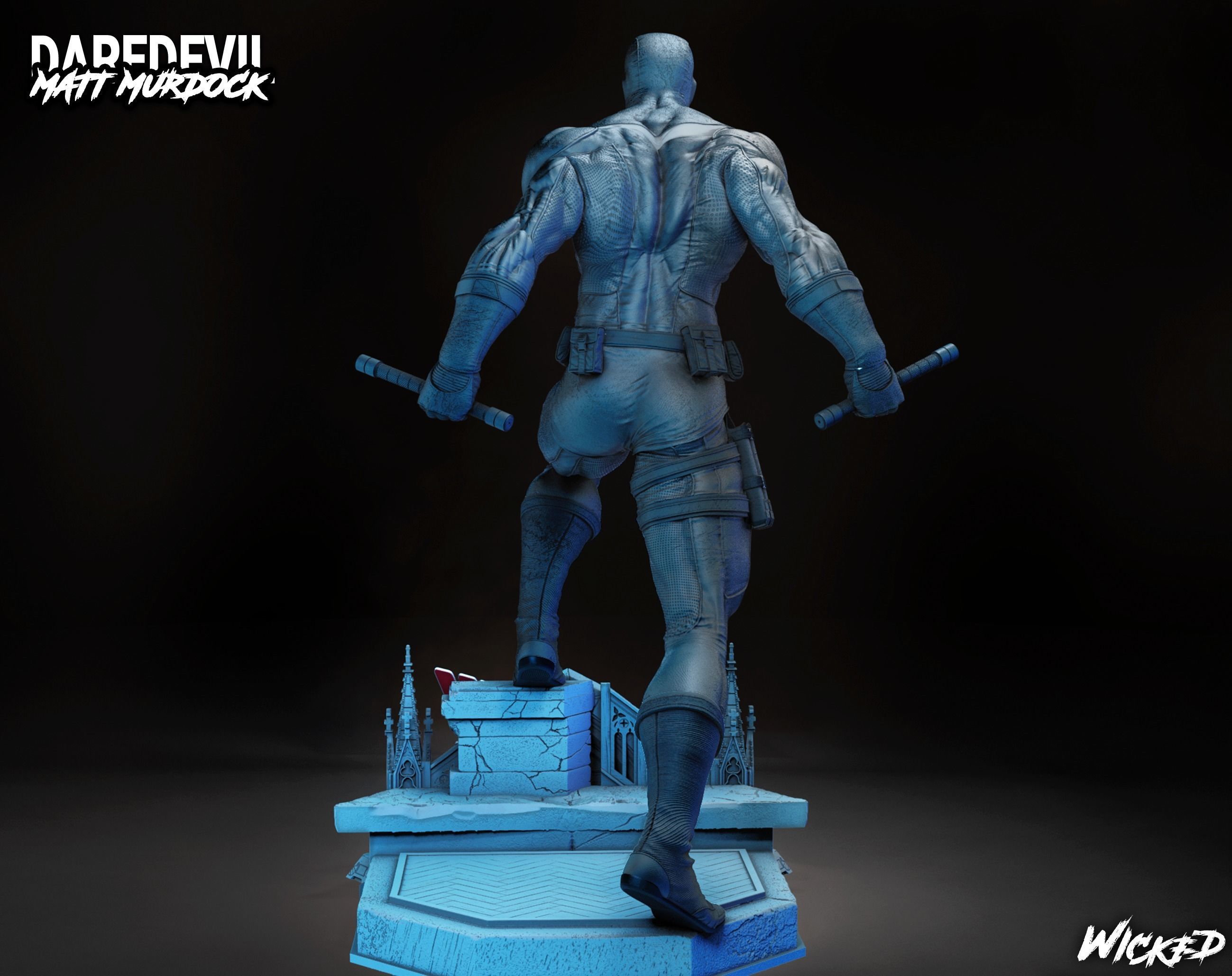 Wicked Marvel Daredevil Sculpture ready for 3d printing 3D model 3D ...