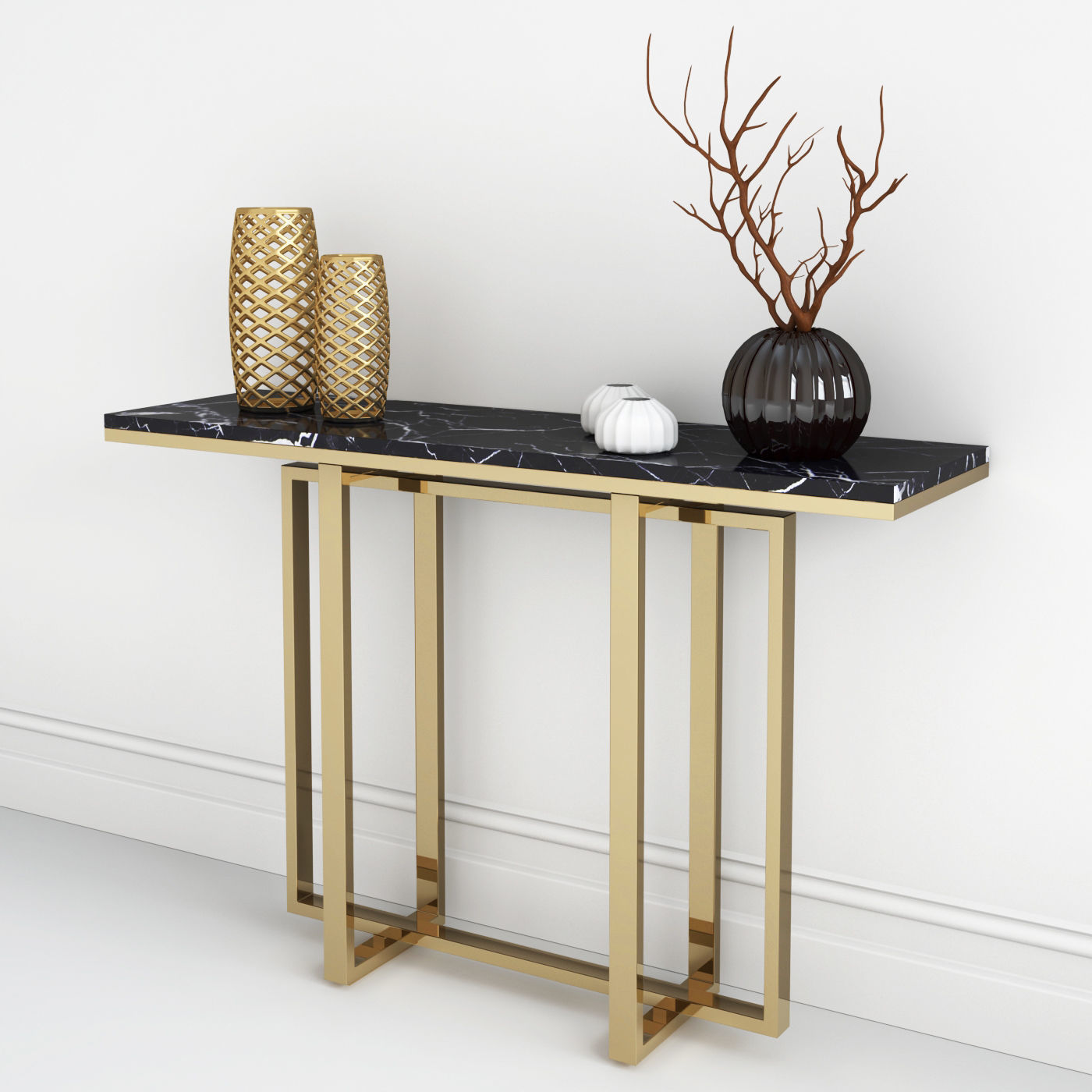 Luxury Console Metal Frame Marble Top 3D model | CGTrader