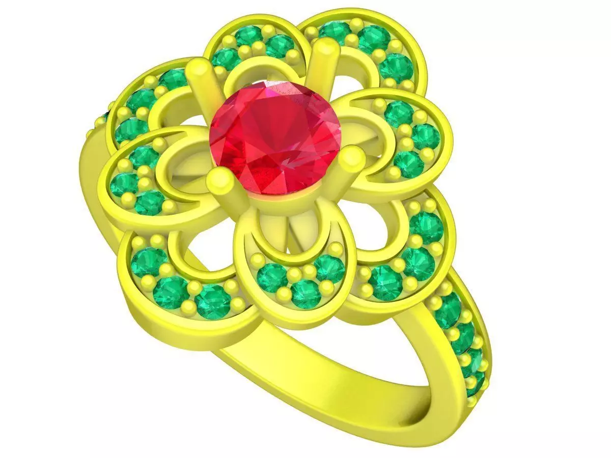 A5489 Diamond Women Ring Flower Ring 3D model 3D printable | CGTrader