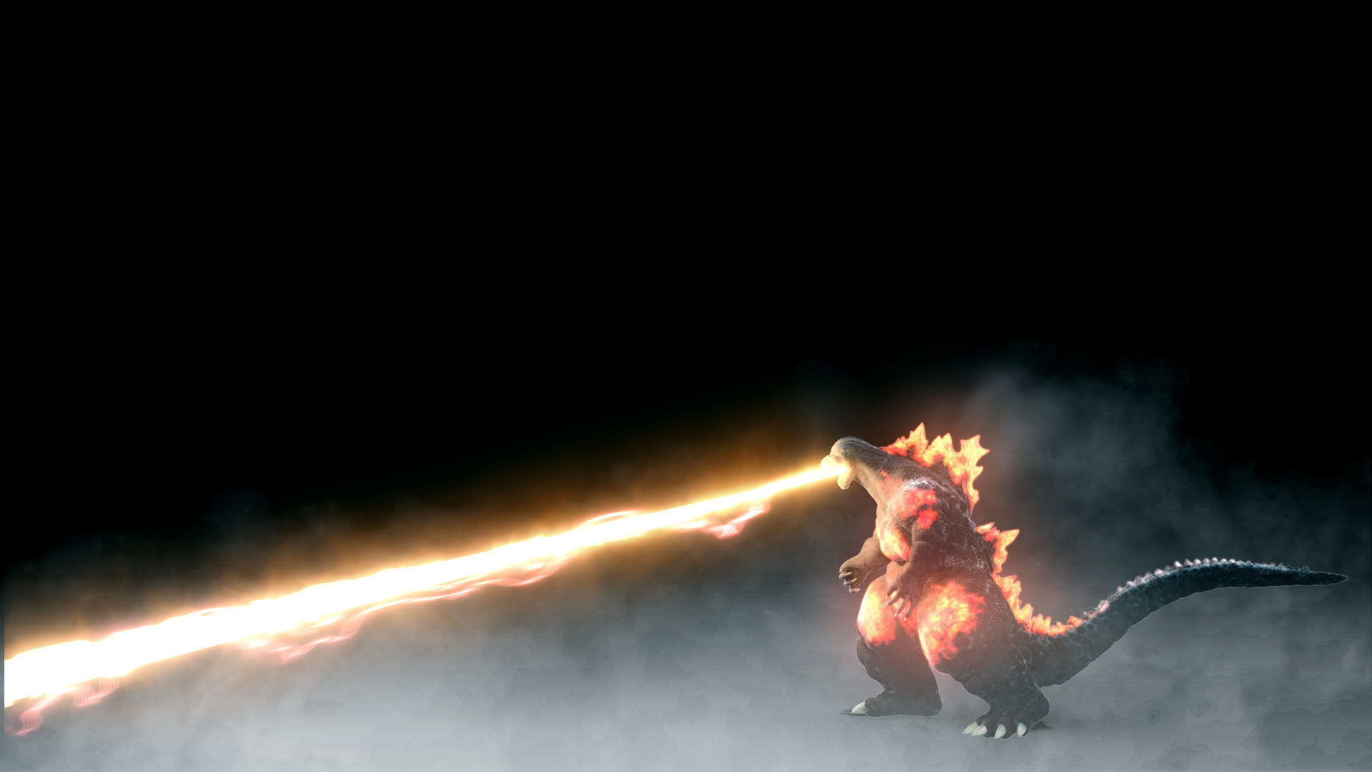 Burning Godzilla 3D model animated rigged | CGTrader
