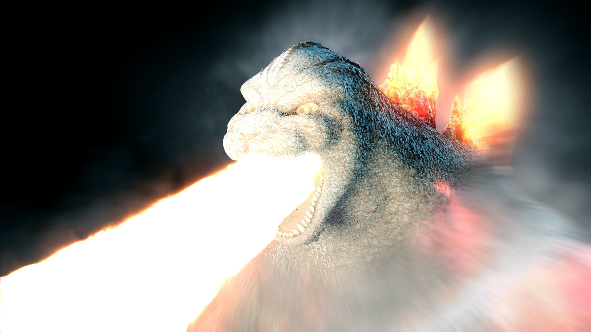 Burning Godzilla 3D model animated rigged | CGTrader