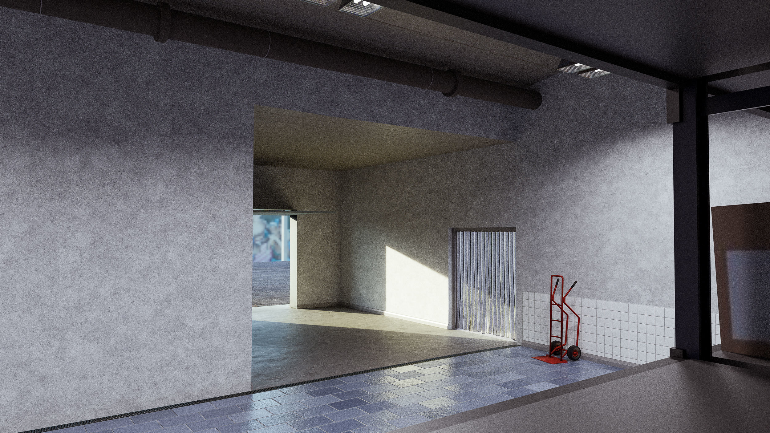 3D model realistic urban store - blender scene VR / AR / low-poly ...