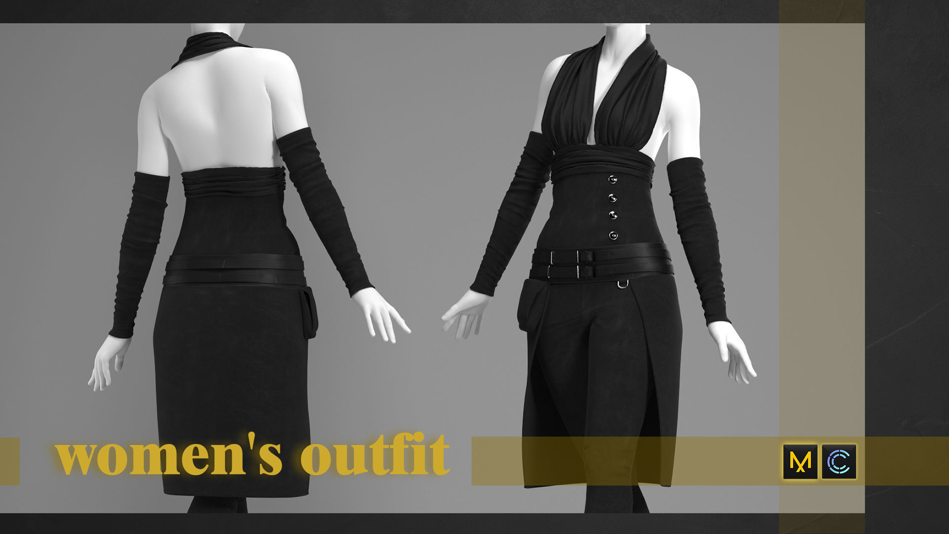 women outfit MARVELOUS DESIGNER CLO OBJ FBX 3D model | CGTrader
