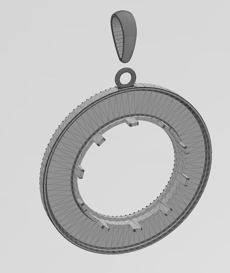 Diamond Mexican Centenario 37mm coin bezel pendant frame 3D model 3D ...