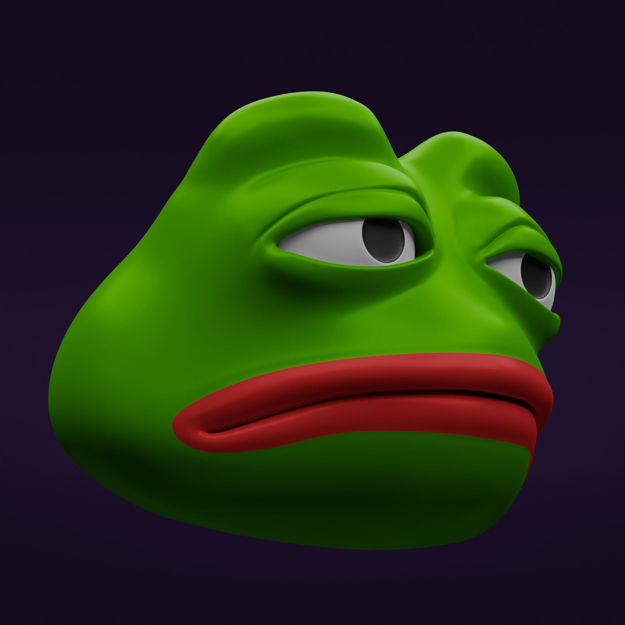 3D model Pepe the Frog - Sad Pepe Expression Head Model VR / AR / low ...