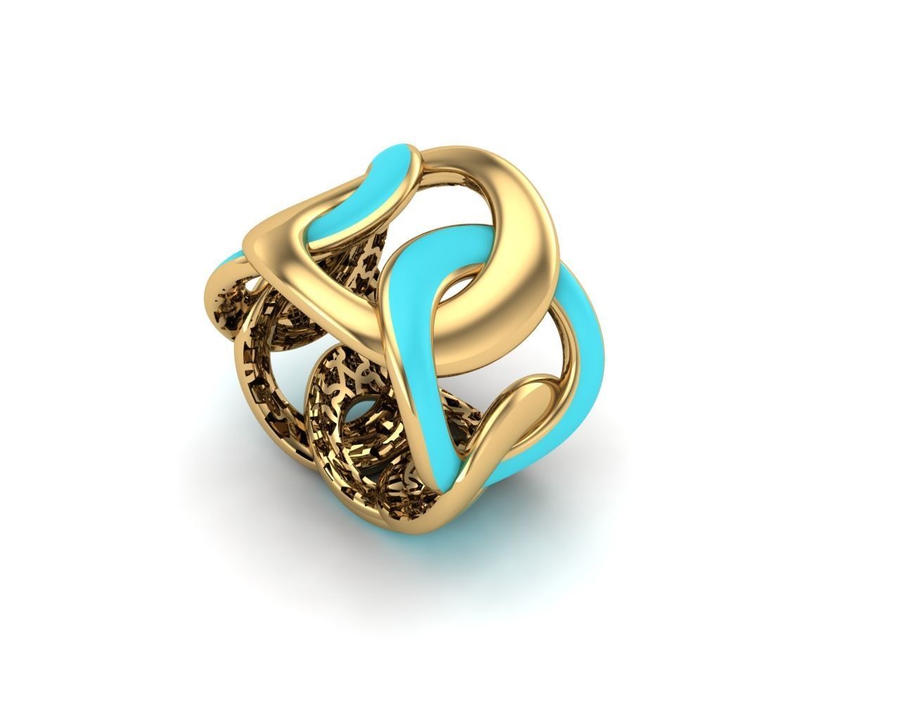 Direct casting mina gold bracelet and ring 3D model animated | CGTrader