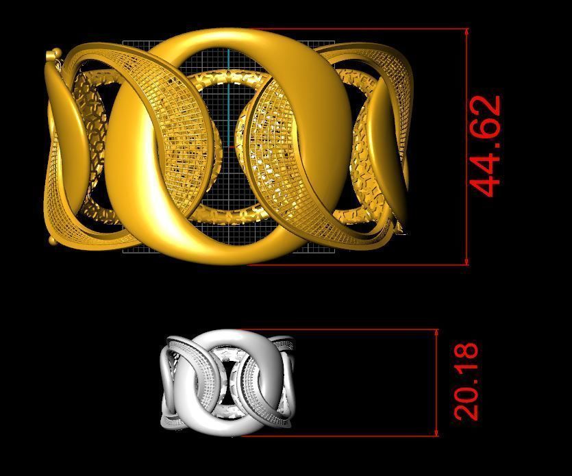 Direct casting mina gold bracelet and ring 3D model animated | CGTrader