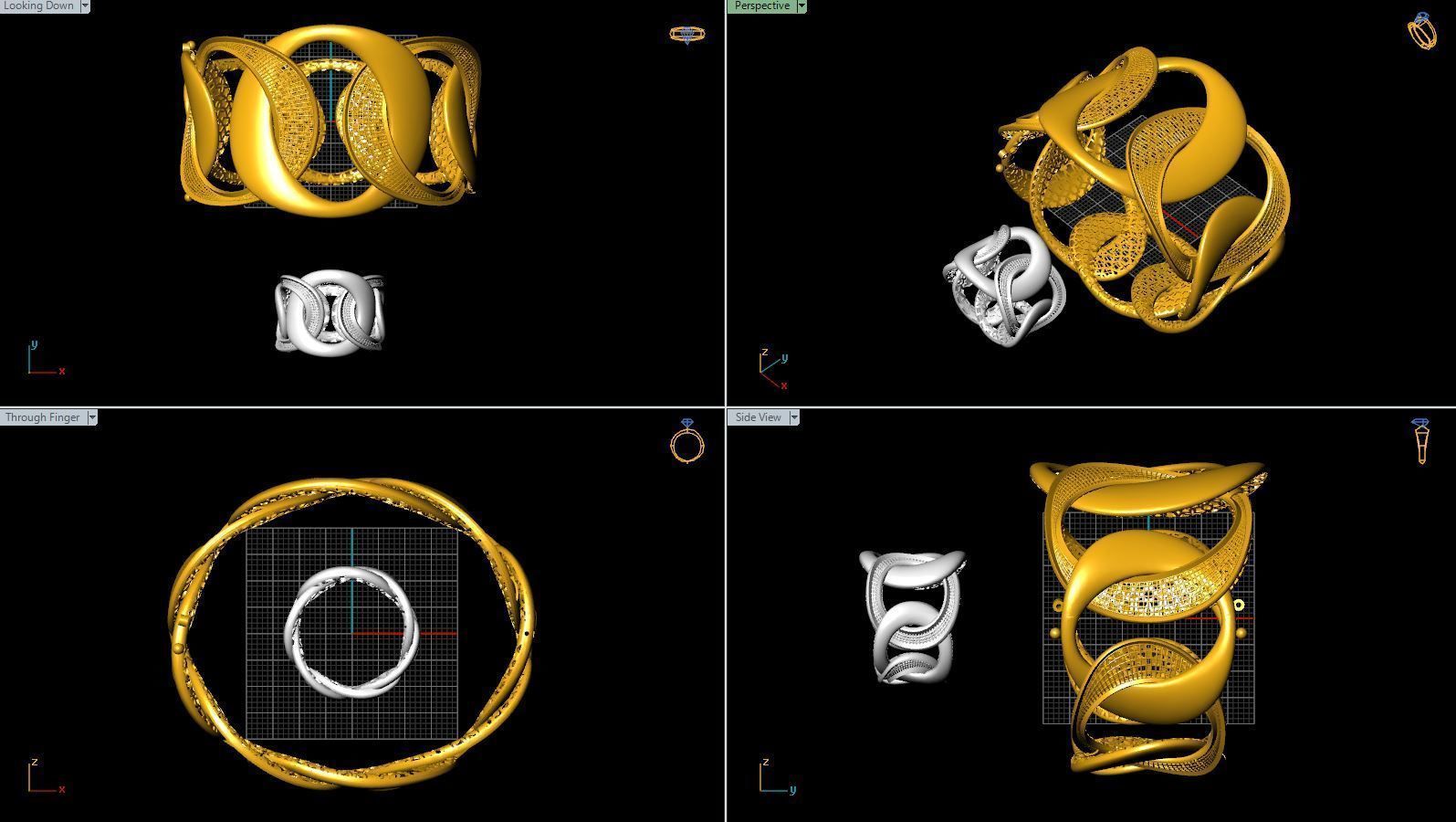 Direct casting mina gold bracelet and ring 3D model animated | CGTrader