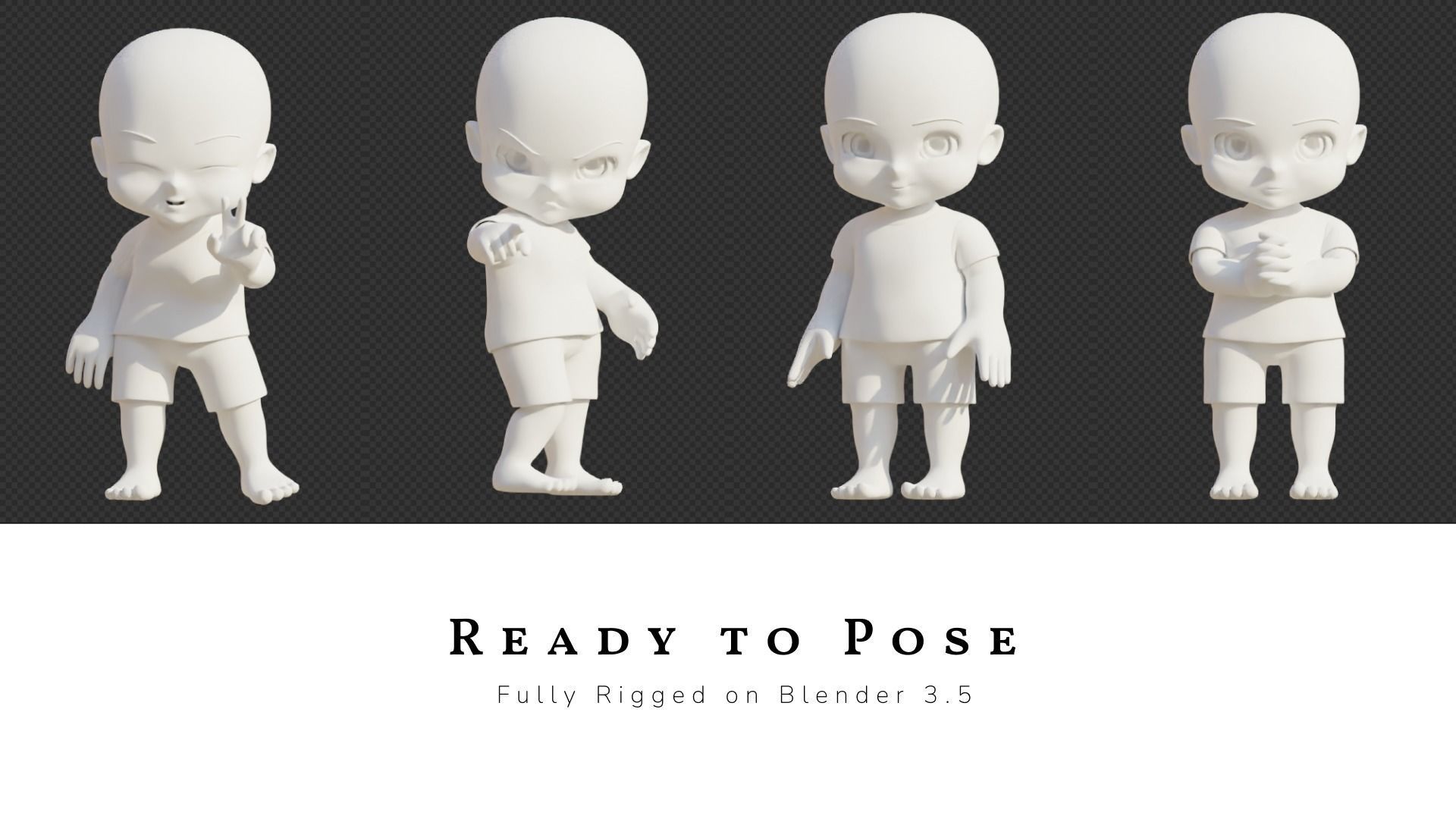 Chibi Character Body Base 3D model animated rigged | CGTrader