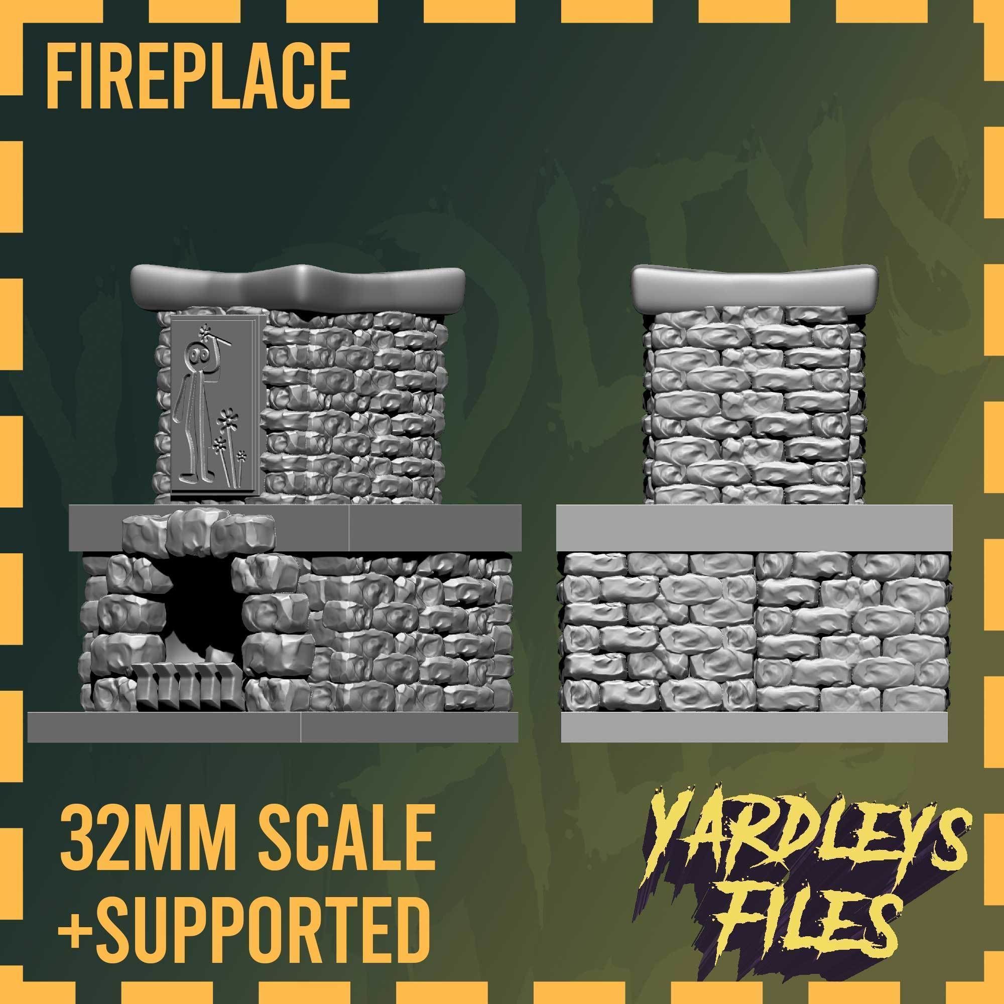 FANGS OF THE HEARTH Fireplace DnD Mimic 32mm 3D model 3D printable ...