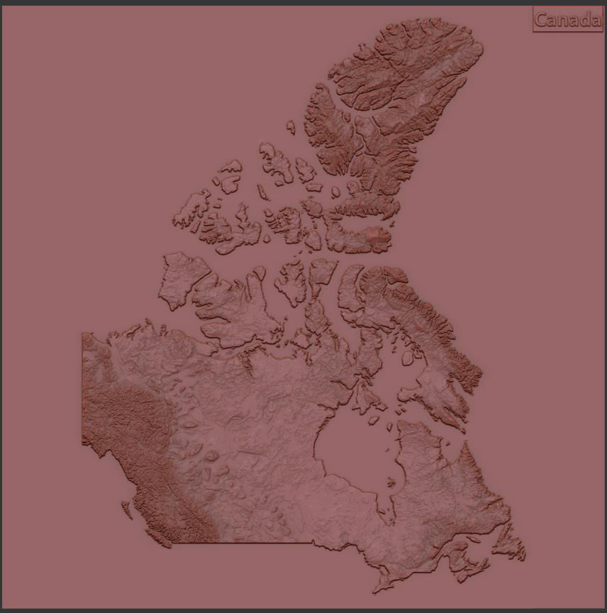 Canada Terrain Topography Elevation DEM Geography Landscape 3D model ...