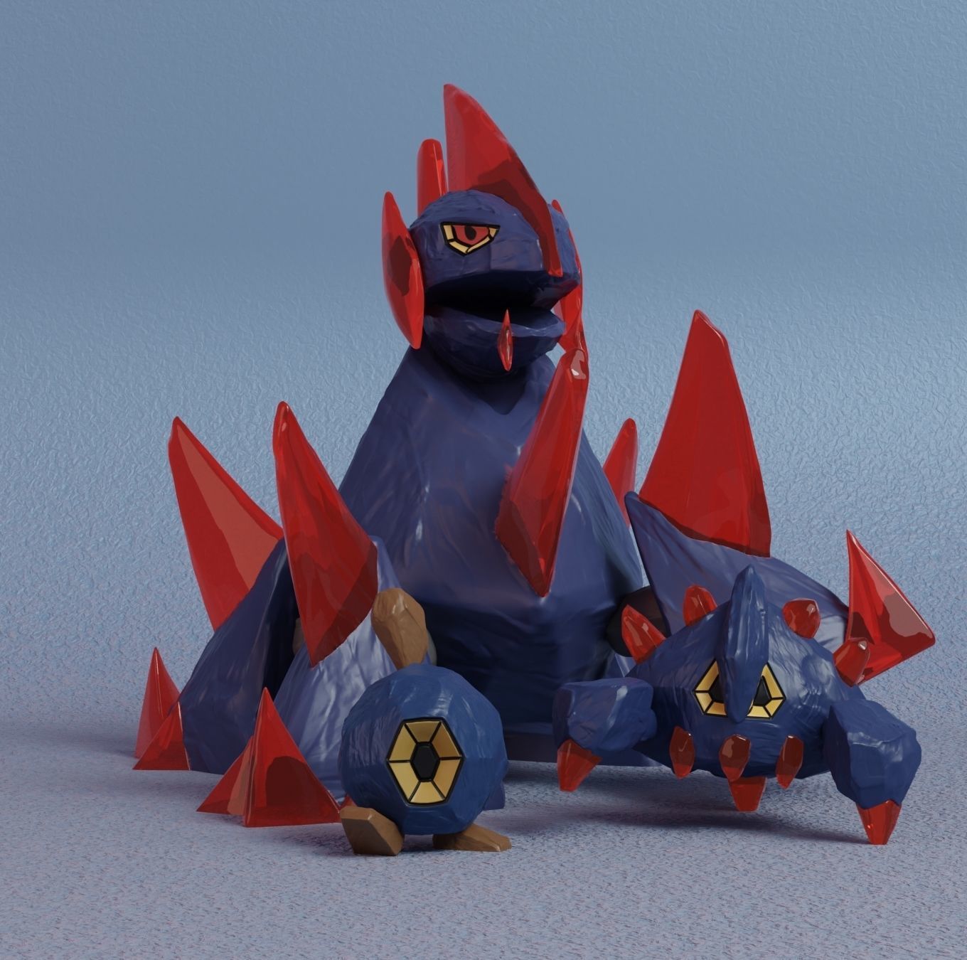 Pokemon - Roggenrola Boldore and Gigalith with 2 poses 3D model 3D ...