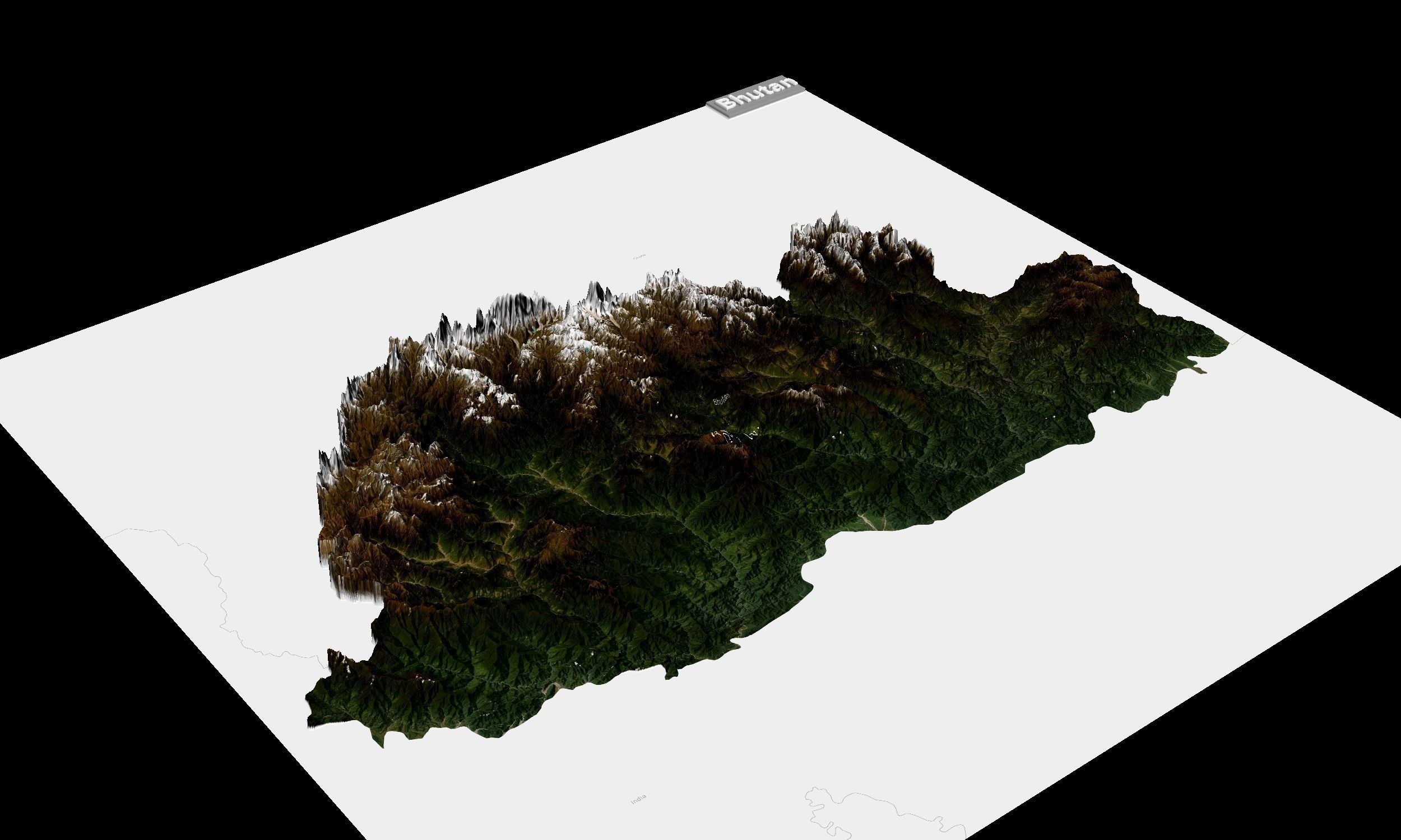 Bhutan Terrain Topography Elevation DEM Geography Landscape 3D model ...