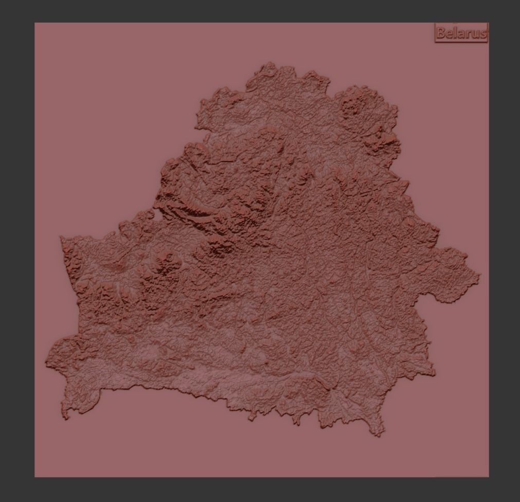 Belarus Terrain Topography Elevation DEM Geography Landscape 3D model ...