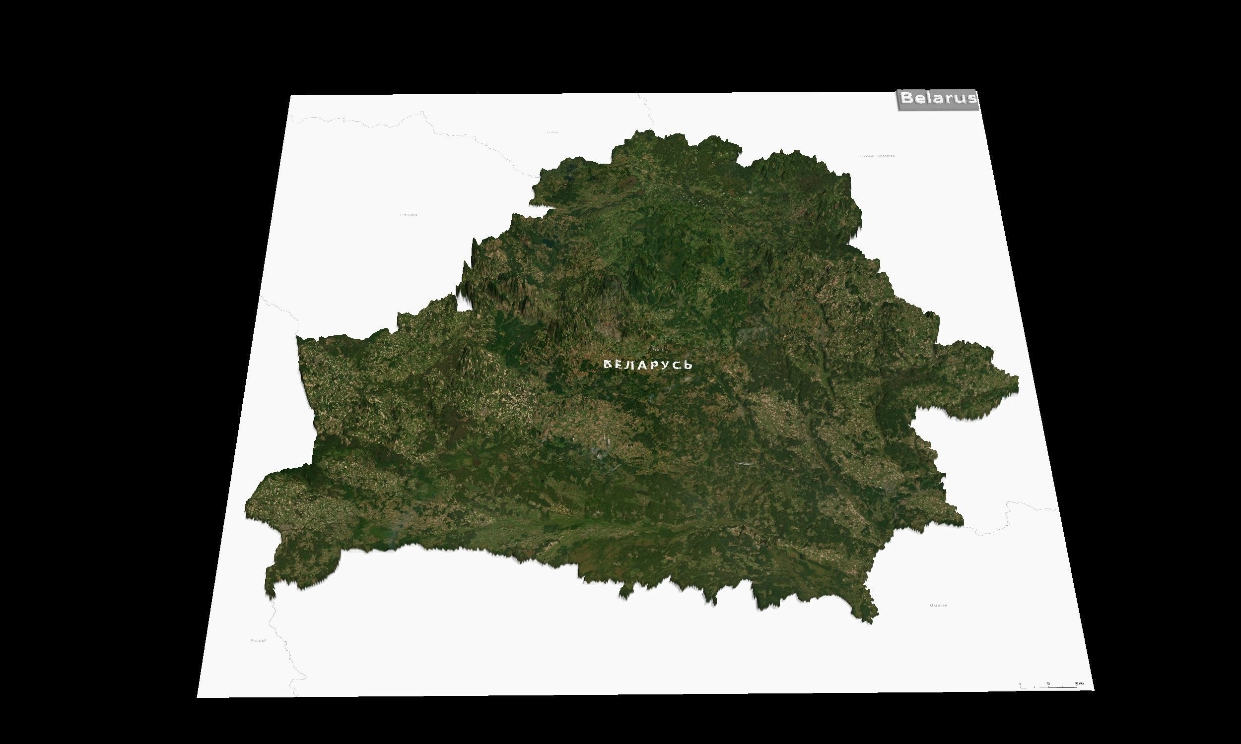 Belarus Terrain Topography Elevation DEM Geography Landscape 3D model ...