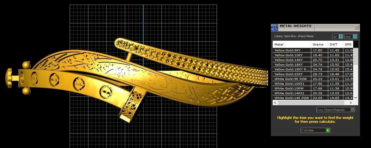 Islamic gold bracelet direct casting 3D model animated | CGTrader