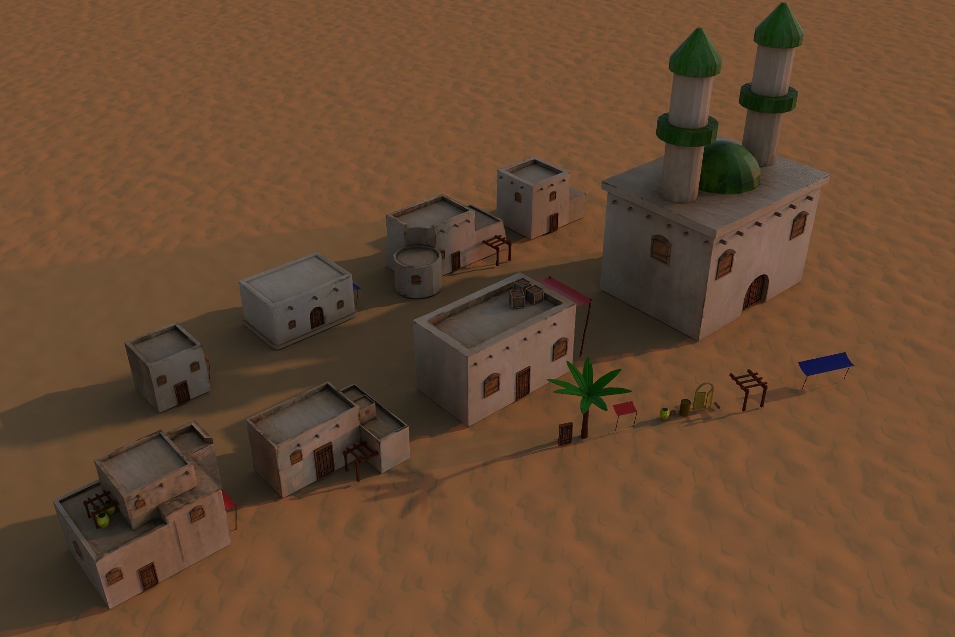 3D model Arabic Desert Buildings Package VR / AR / low-poly | CGTrader