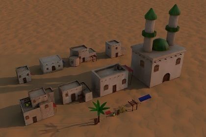 3D model Arabic Desert Buildings Package VR / AR / low-poly | CGTrader