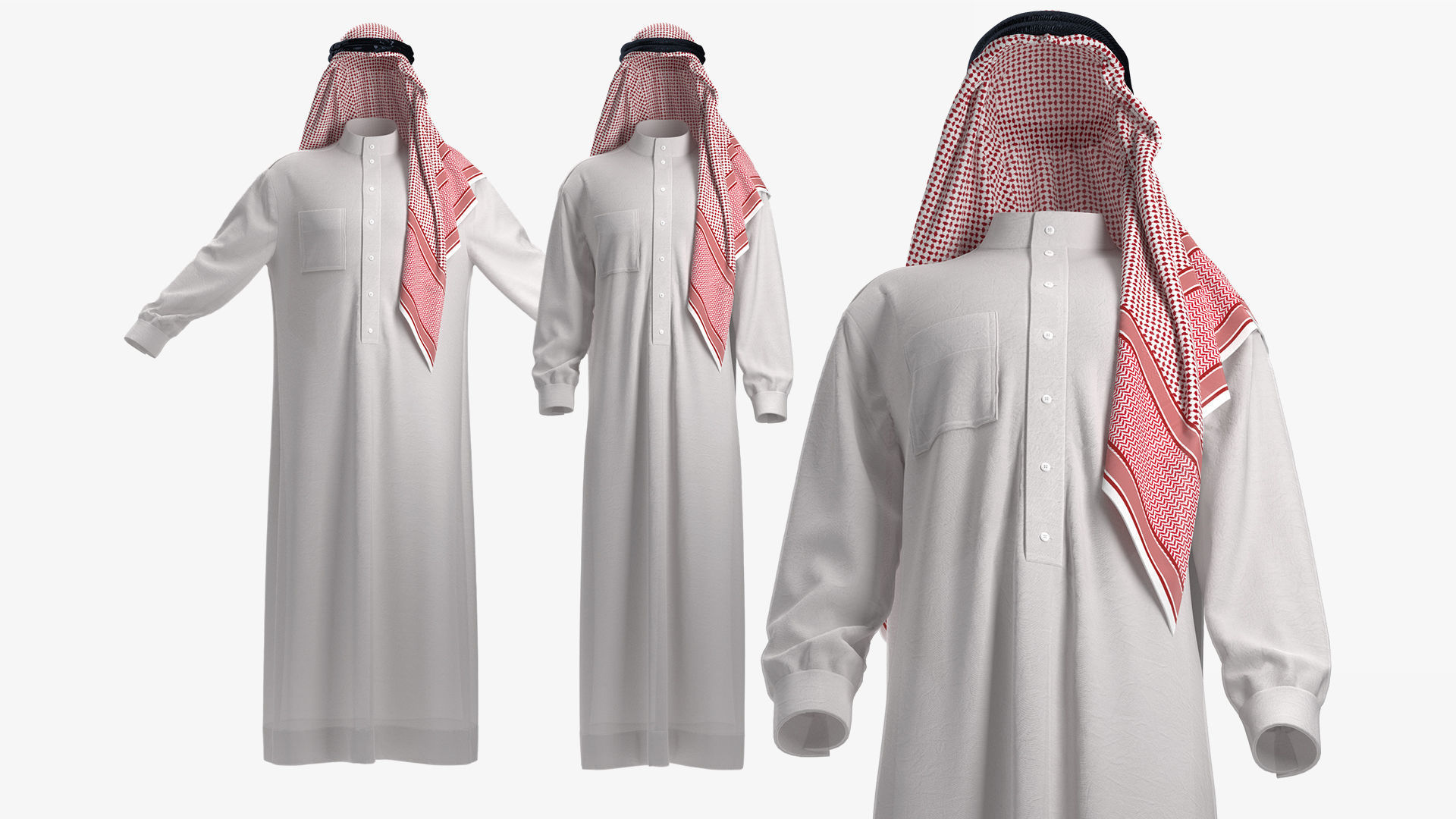 Thobe and Keffiyeh Fitted to Gen8 Body Mesh 3D model | CGTrader
