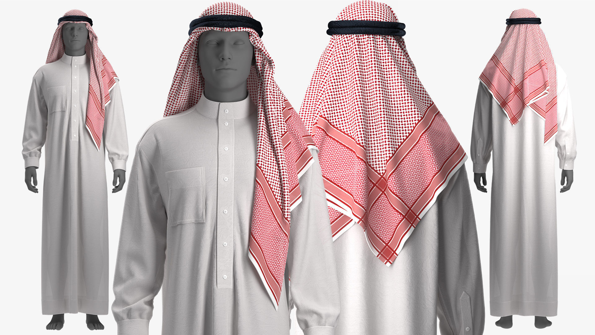 Thobe and Keffiyeh Fitted to Gen8 Body Mesh 3D model | CGTrader