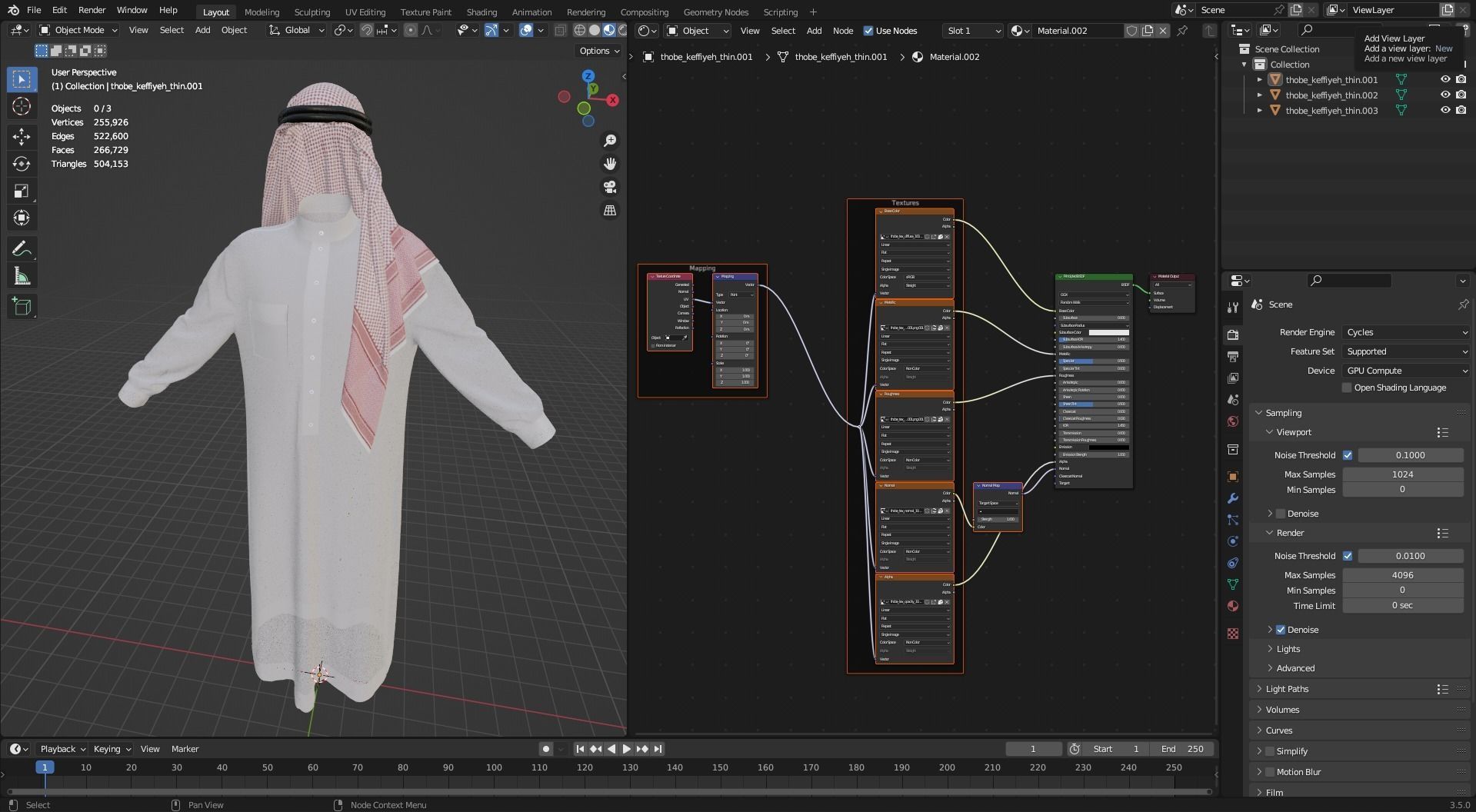 Thobe and Keffiyeh Fitted to Gen8 Body Mesh 3D model | CGTrader