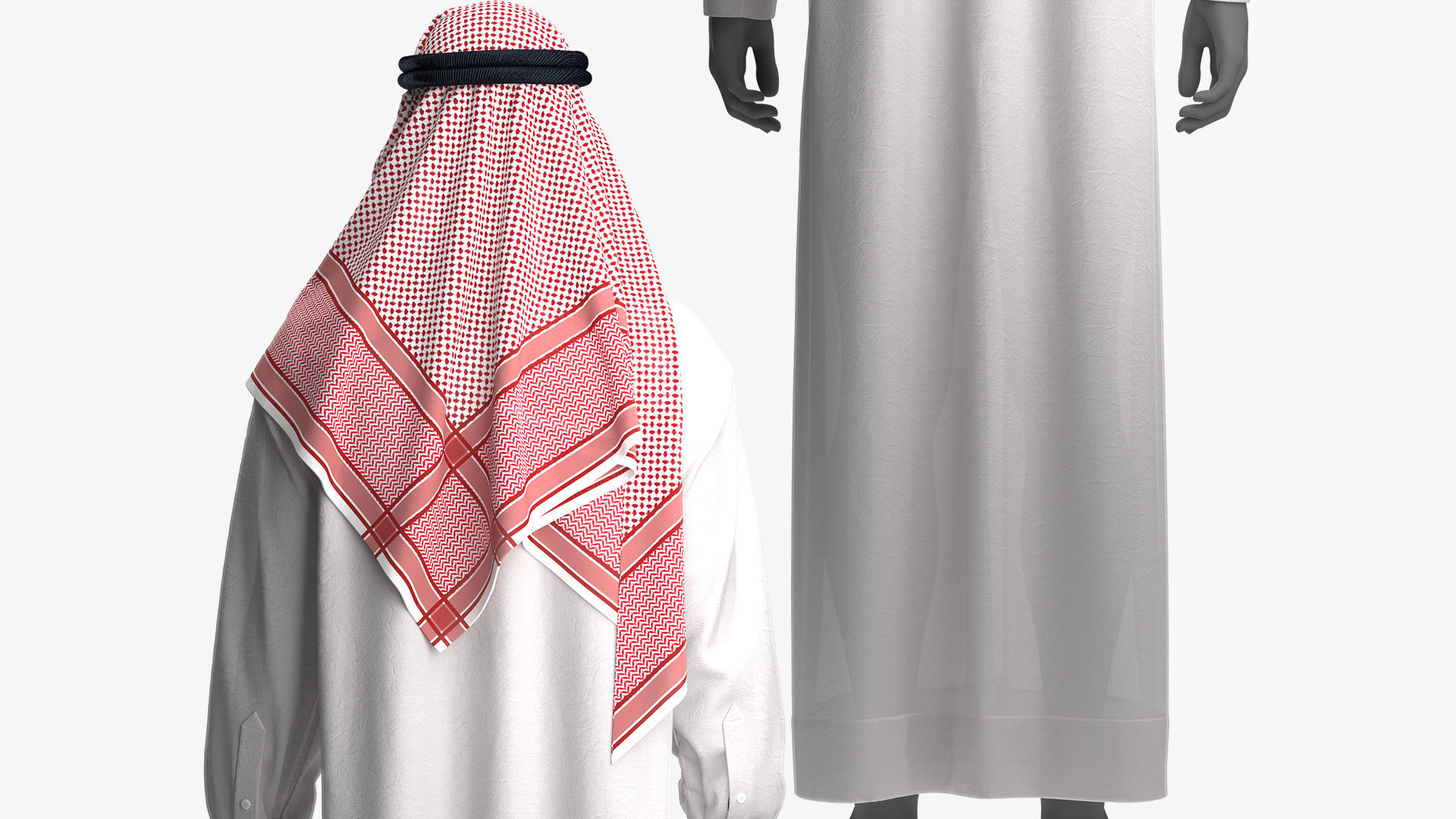 Thobe and Keffiyeh Fitted to Gen8 Body Mesh 3D model | CGTrader