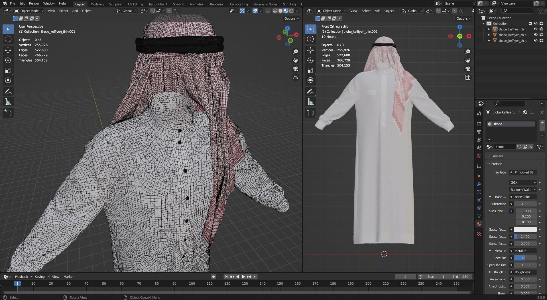 Thobe and Keffiyeh Fitted to Gen8 Body Mesh 3D model | CGTrader