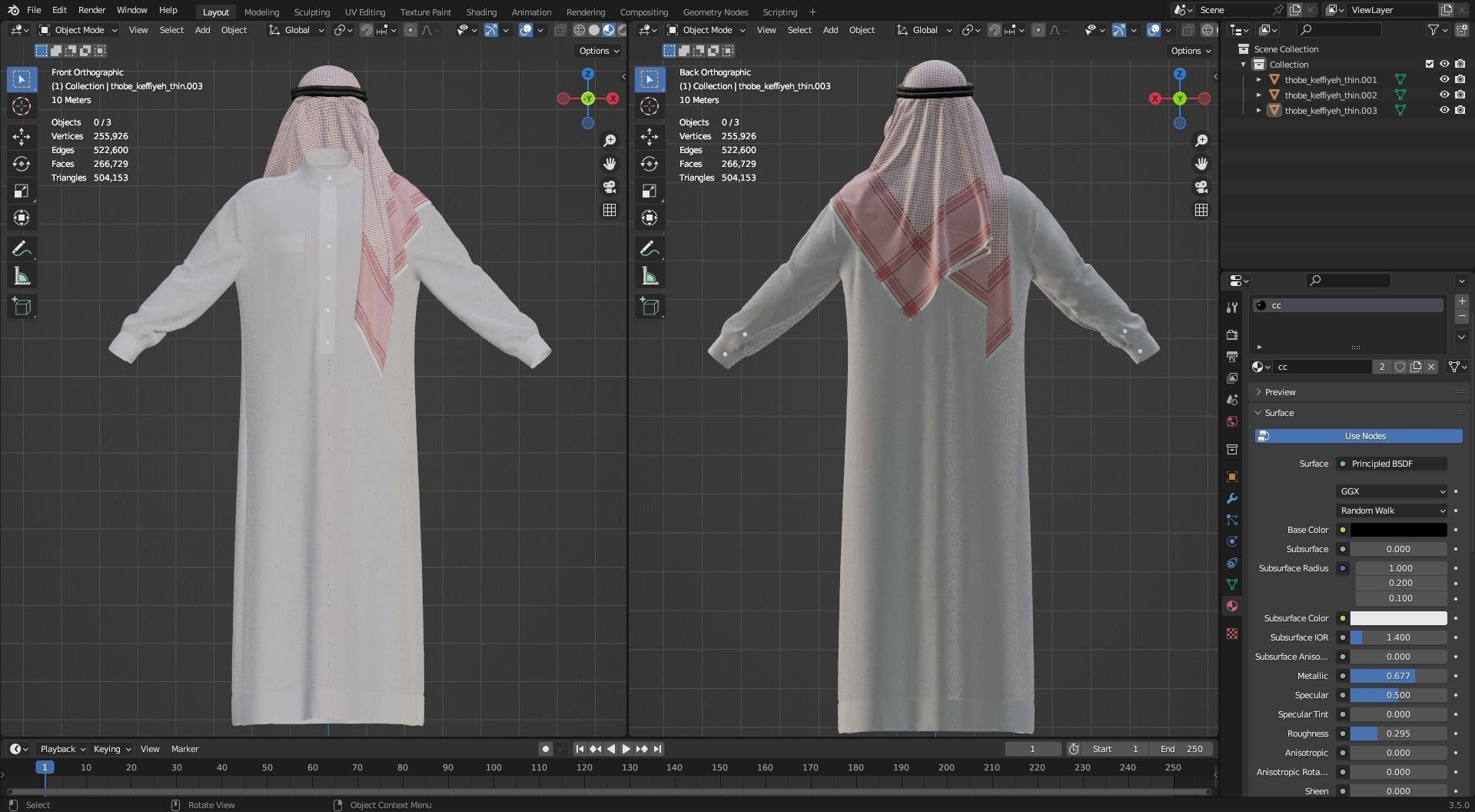 Thobe and Keffiyeh Fitted to Gen8 Body Mesh 3D model | CGTrader