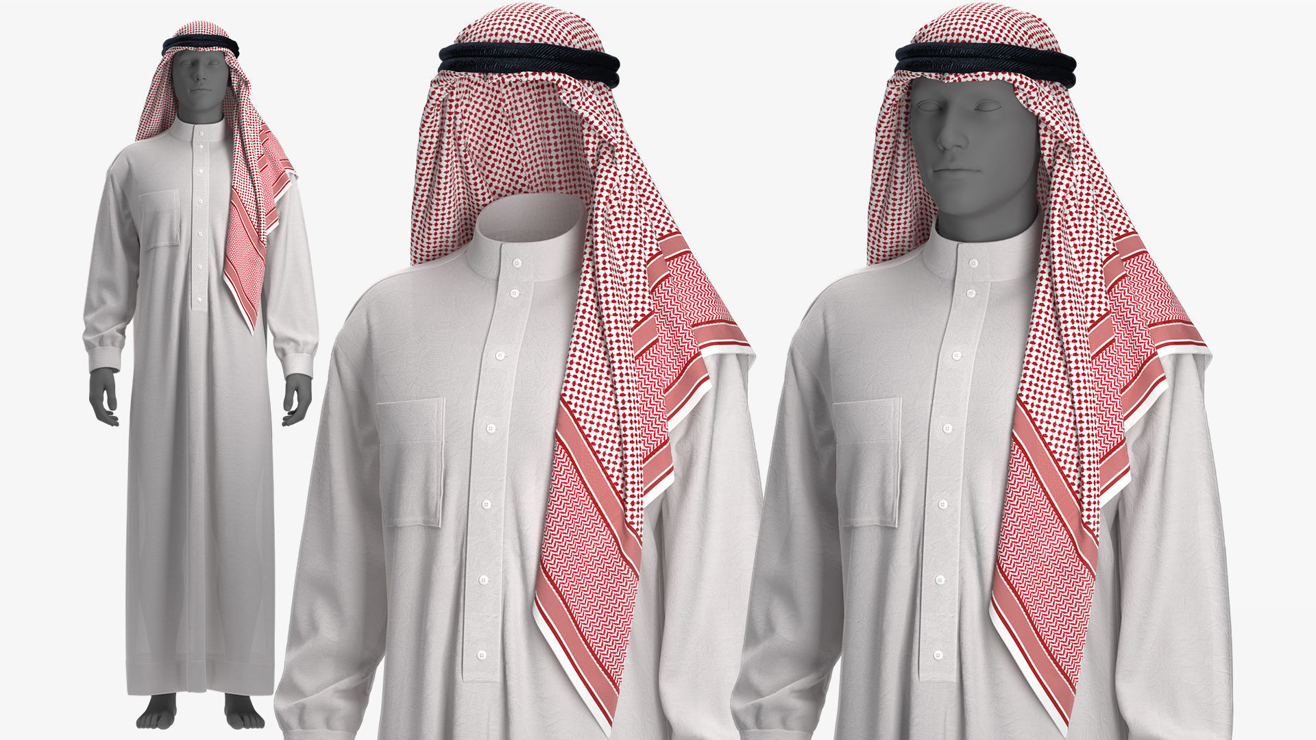 Thobe and Keffiyeh Fitted to Gen8 Body Mesh 3D model | CGTrader