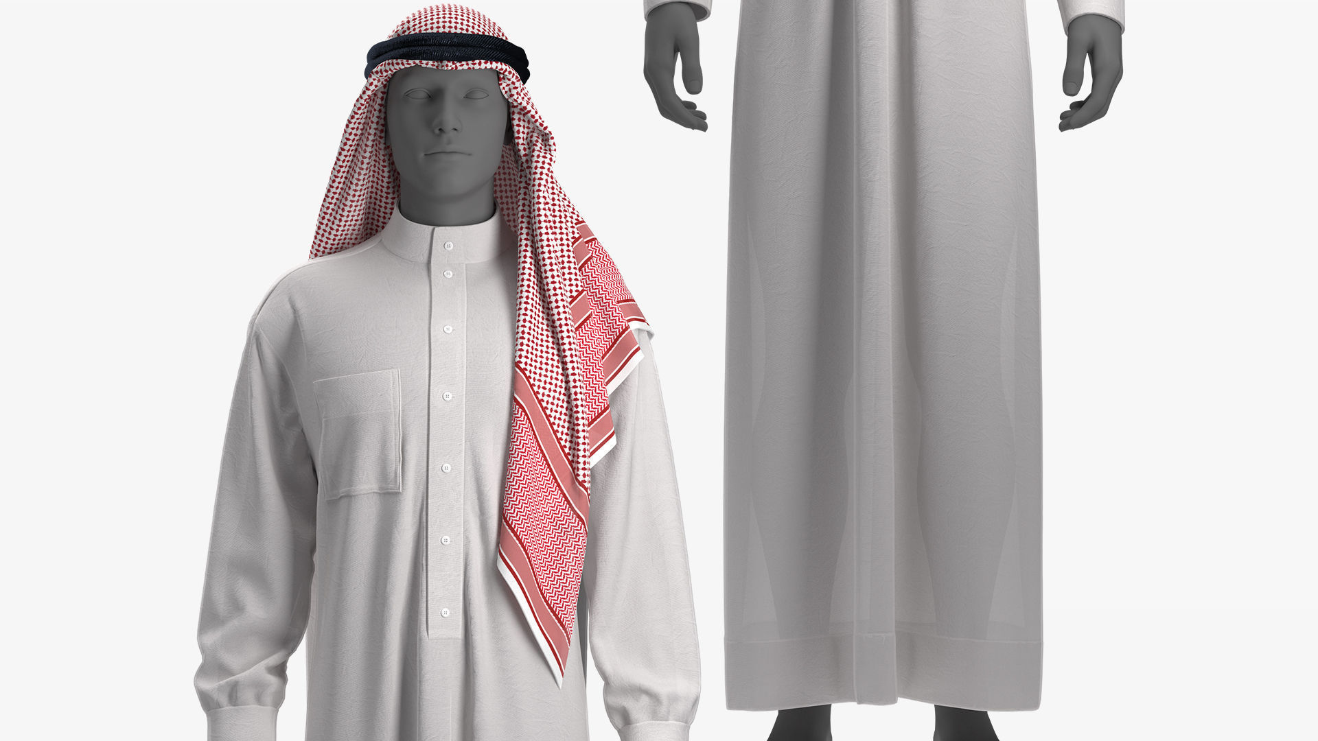 Thobe and Keffiyeh Fitted to Gen8 Body Mesh 3D model | CGTrader