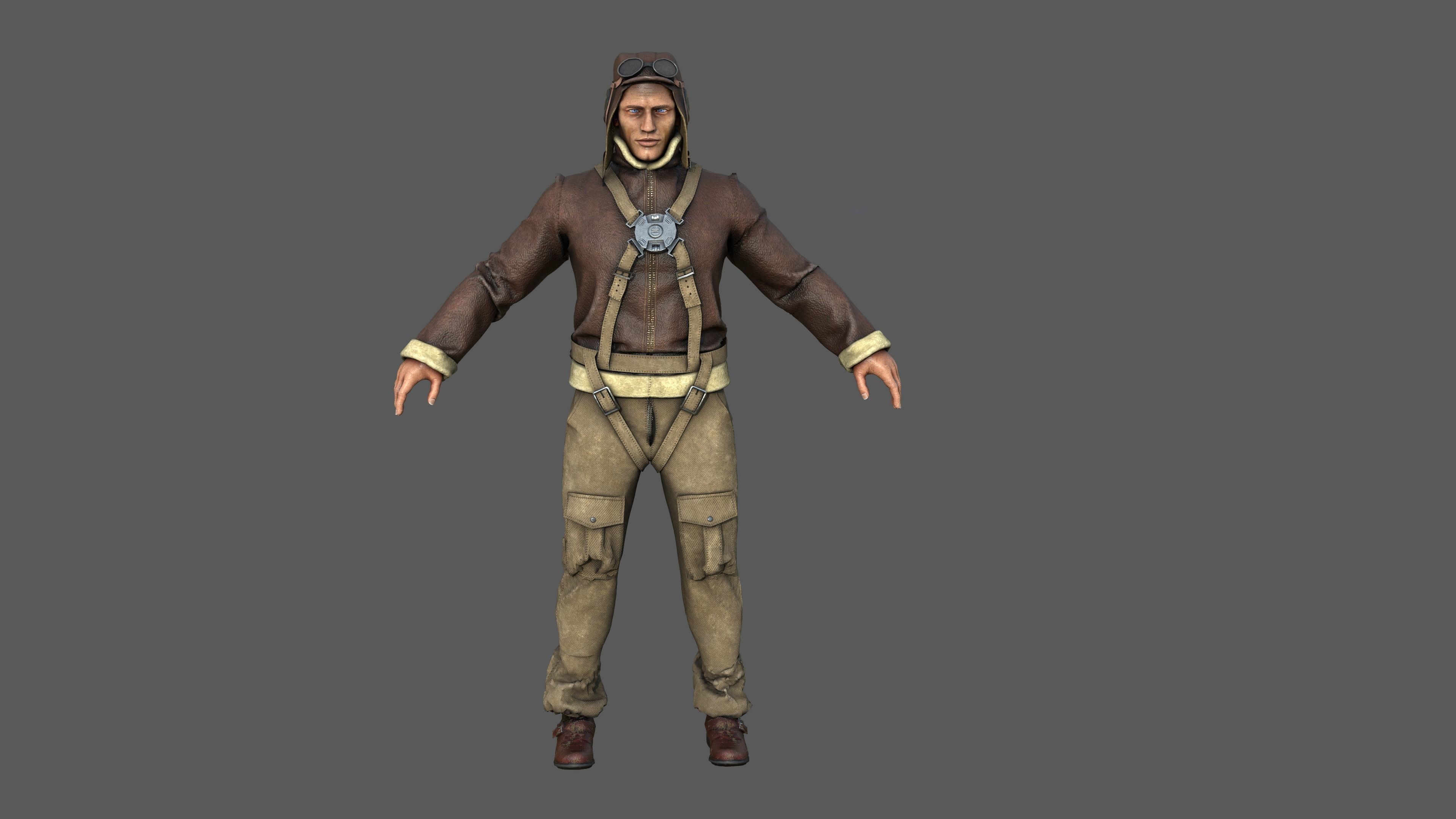 3D model WORLD WAR II PILOT VR / AR / low-poly | CGTrader