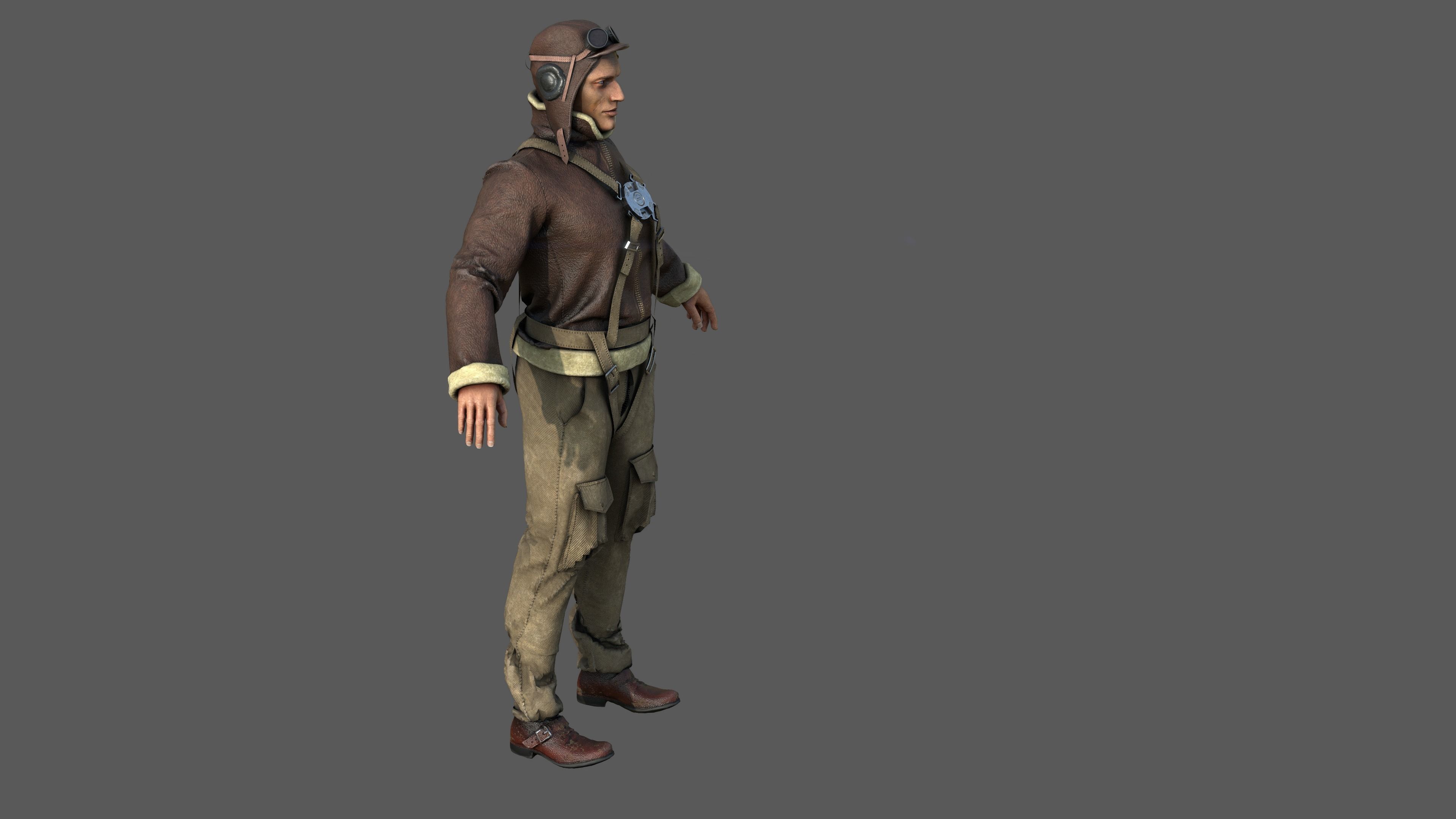 3D model WORLD WAR II PILOT VR / AR / low-poly | CGTrader