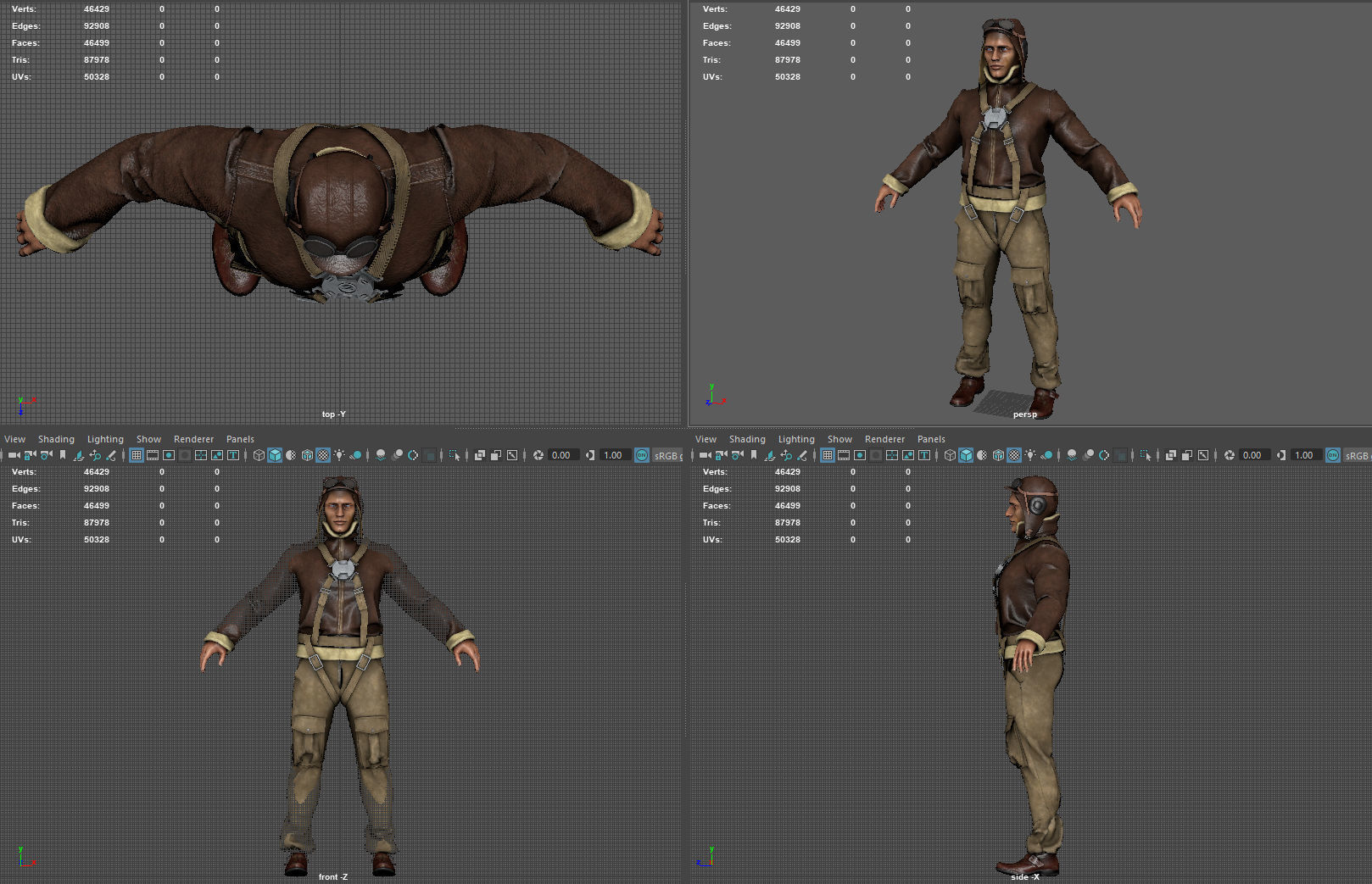 3D model WORLD WAR II PILOT VR / AR / low-poly | CGTrader