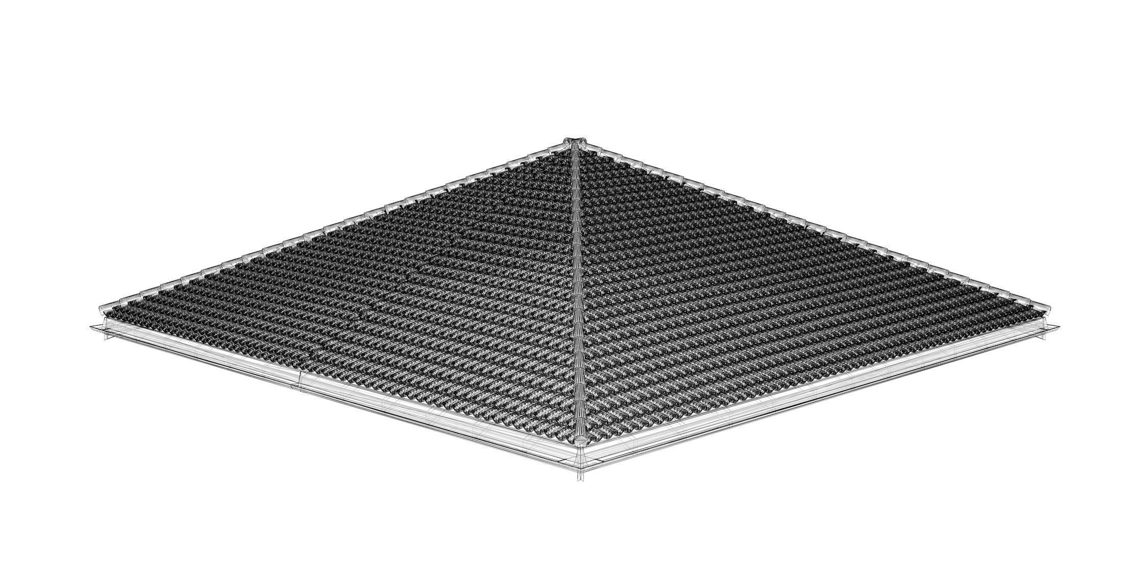 Hip roof with clay tile 2303 3D model | CGTrader