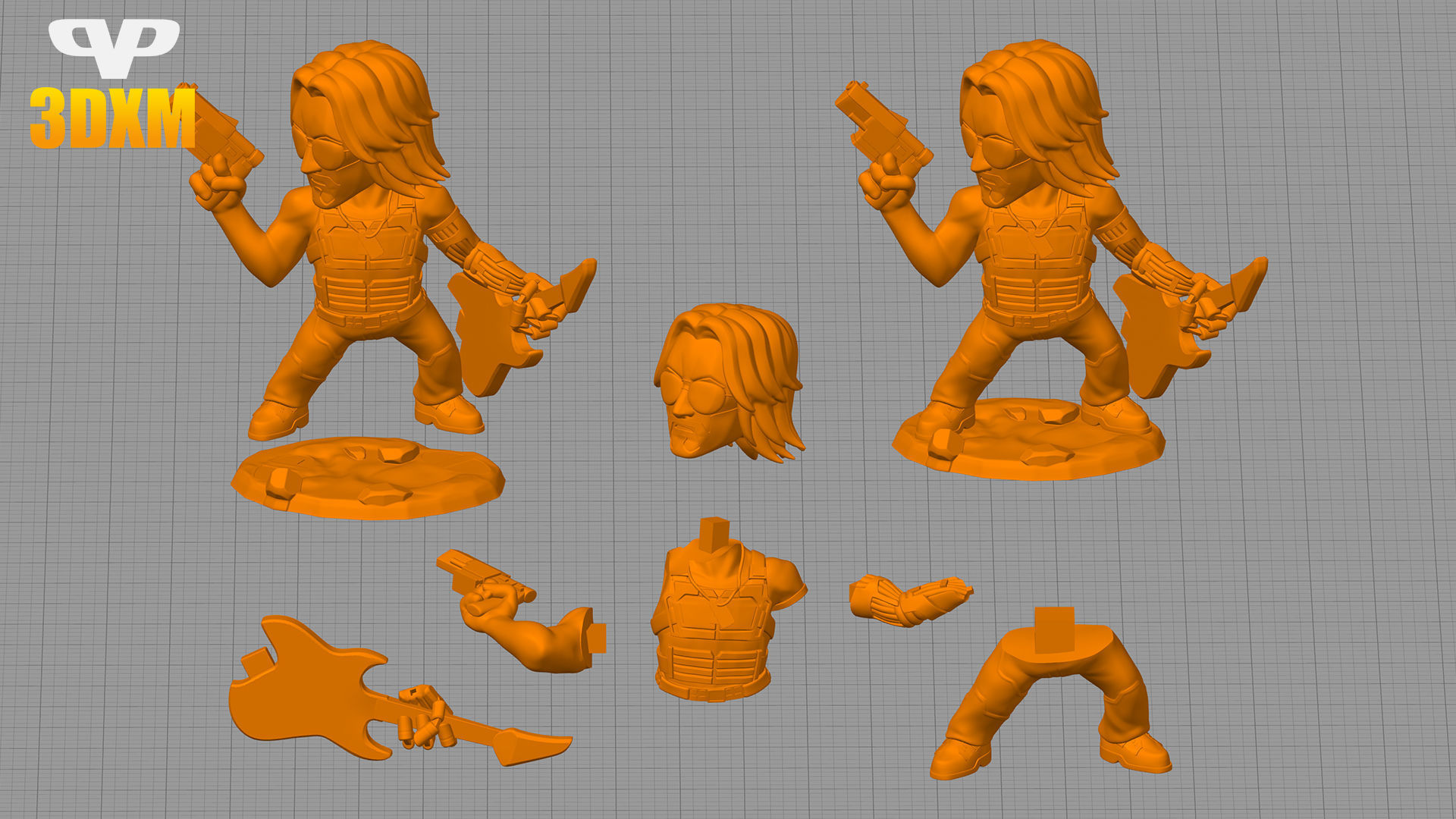 Johnny Silverhand Chibi STL for 3D Printing 3DXM ChibiSTL 3D model 3D ...