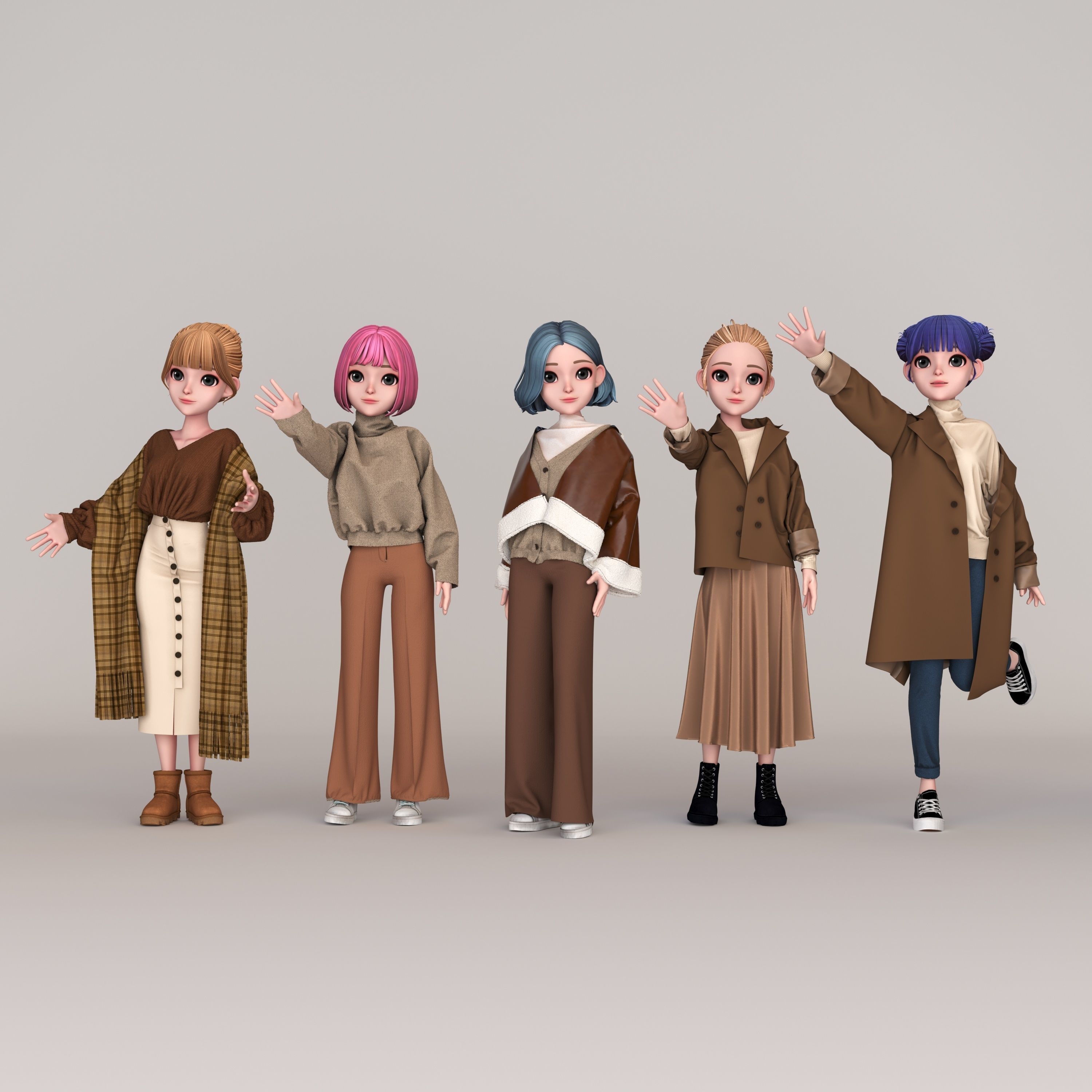 Different cartoon Winter Clothes Collection For women Vol 1 3D model ...