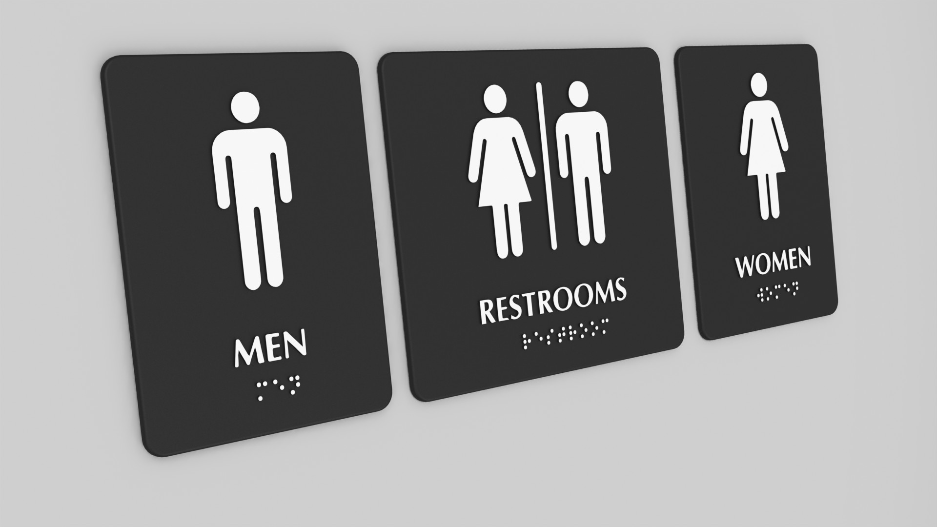 3D model Braille Toilet Restroom Signs VR / AR / low-poly STL ...