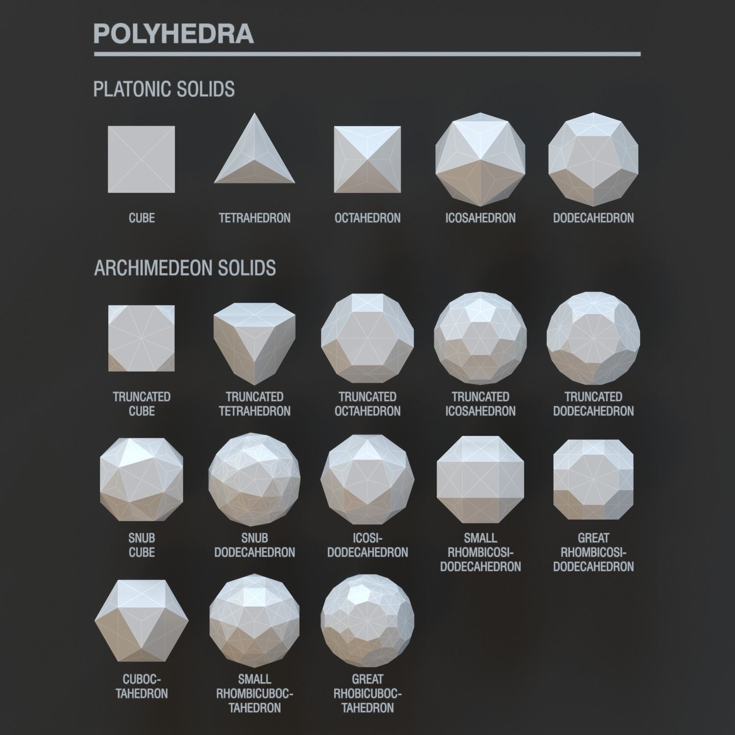 Polyhedra Solids 18 in 1 3D model 3D printable | CGTrader