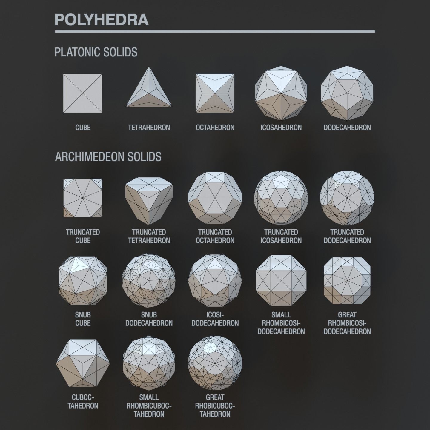 Polyhedra Solids 18 in 1 3D model 3D printable | CGTrader