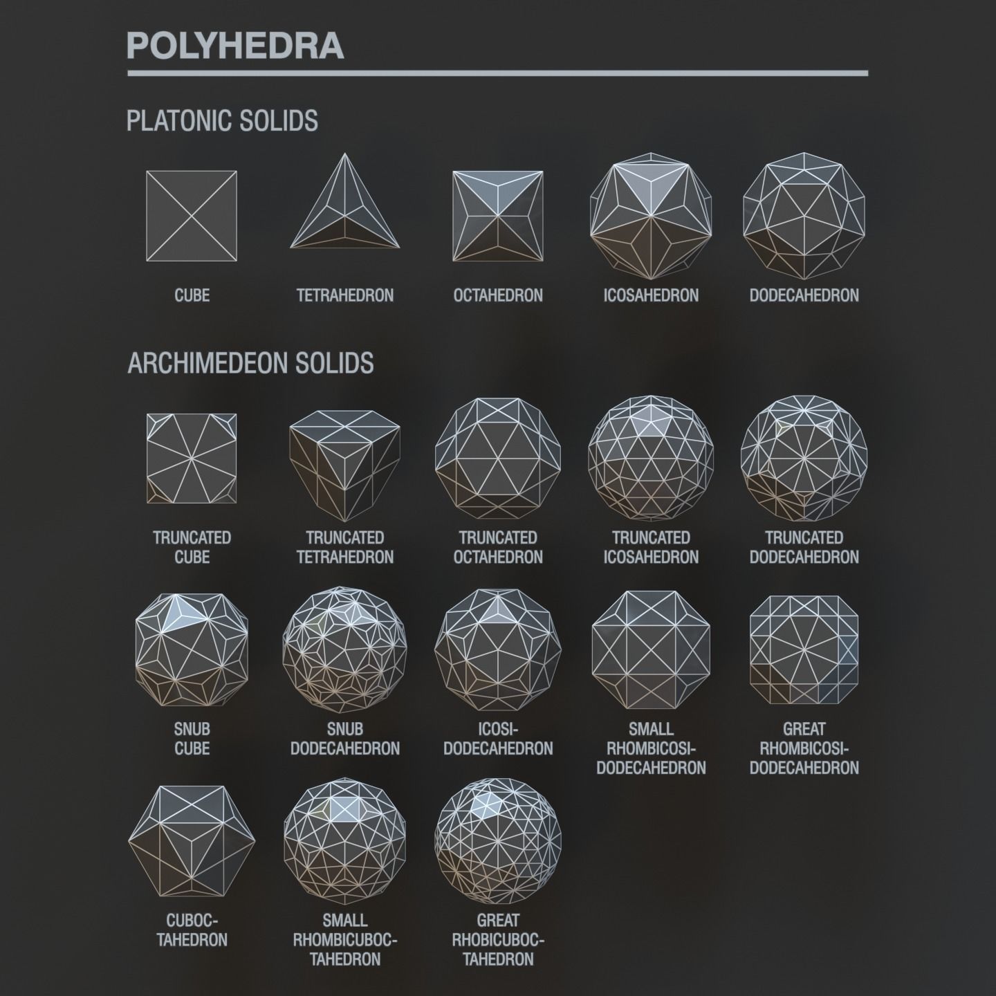 Polyhedra Solids 18 in 1 3D model 3D printable | CGTrader