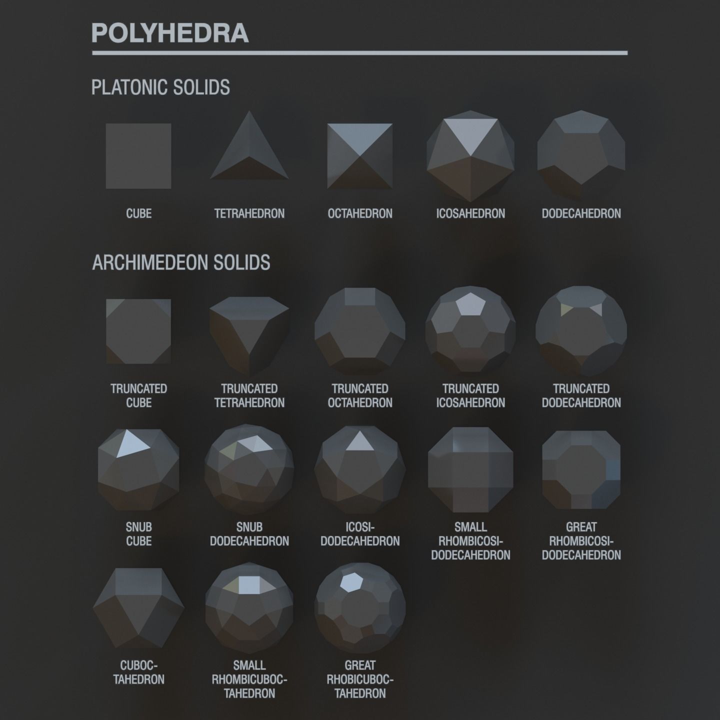 Polyhedra Solids 18 in 1 3D model 3D printable | CGTrader